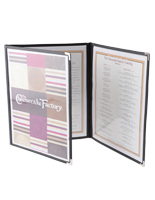 Red 8.5” x 14” (3) Panel Clear Menu Covers | Cuisine Jacket