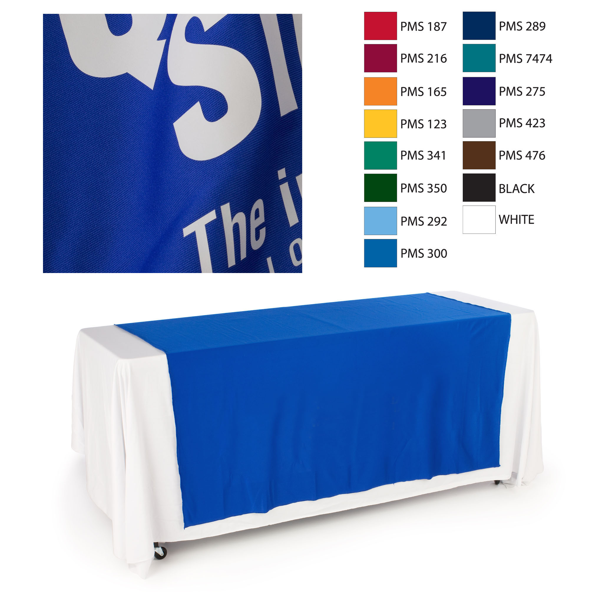 Custom Table Runner | Blue 60" Table Drape | Displays2Go