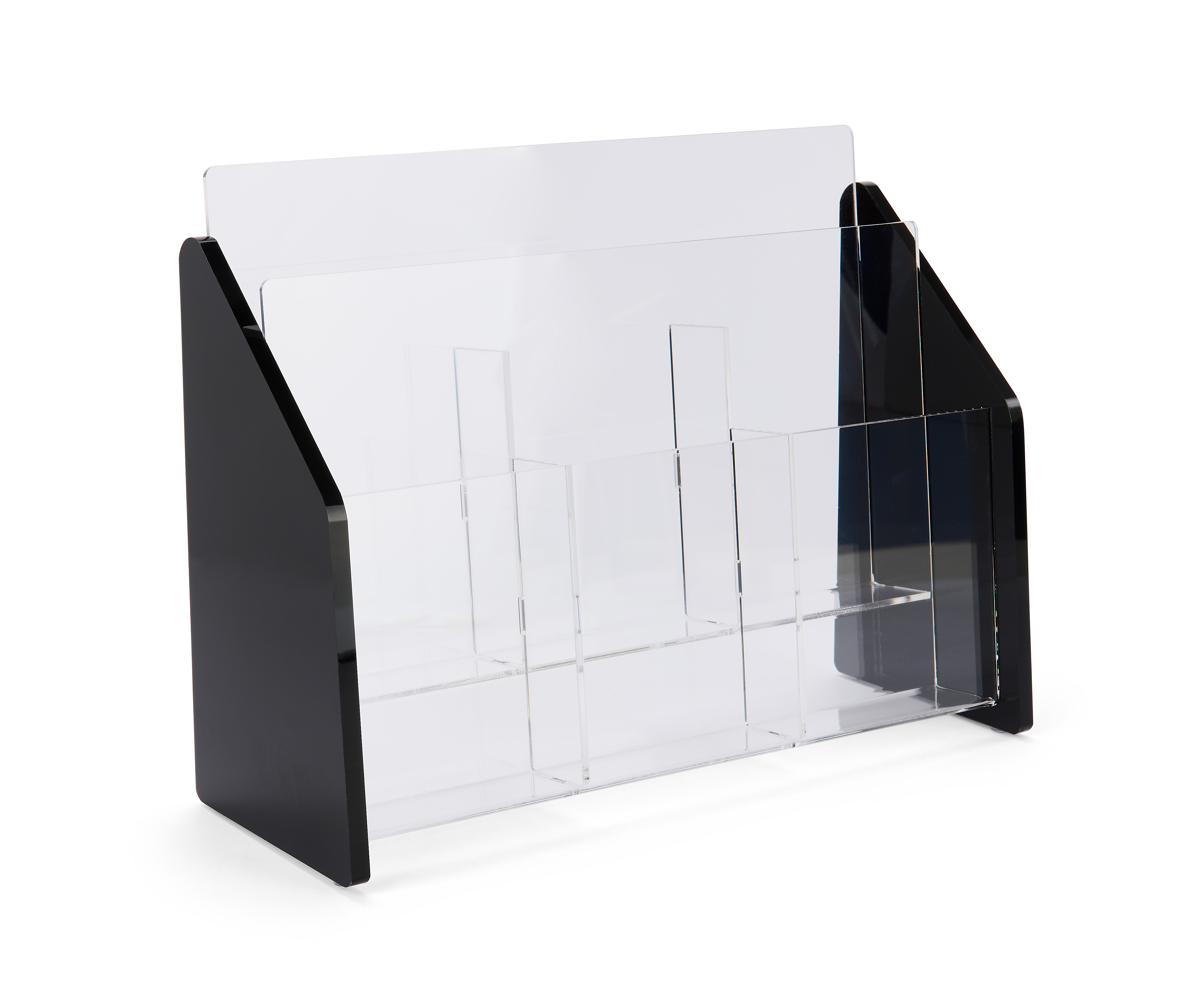 Leaflet Display | Clear Recycled Acrylic with Black Ends | Displays2Go