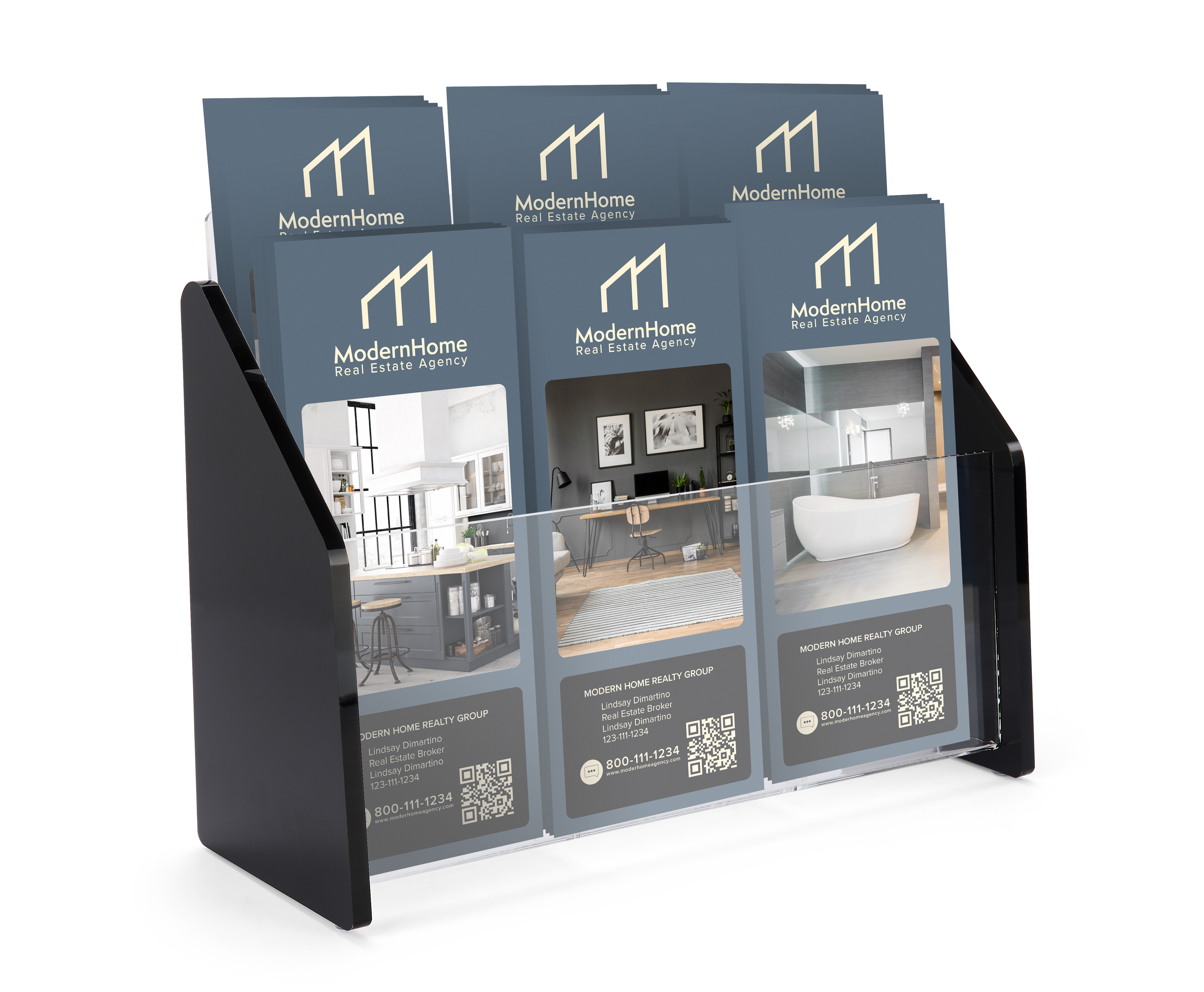 Leaflet Display | Clear Recycled Acrylic with Black Ends | Displays2Go