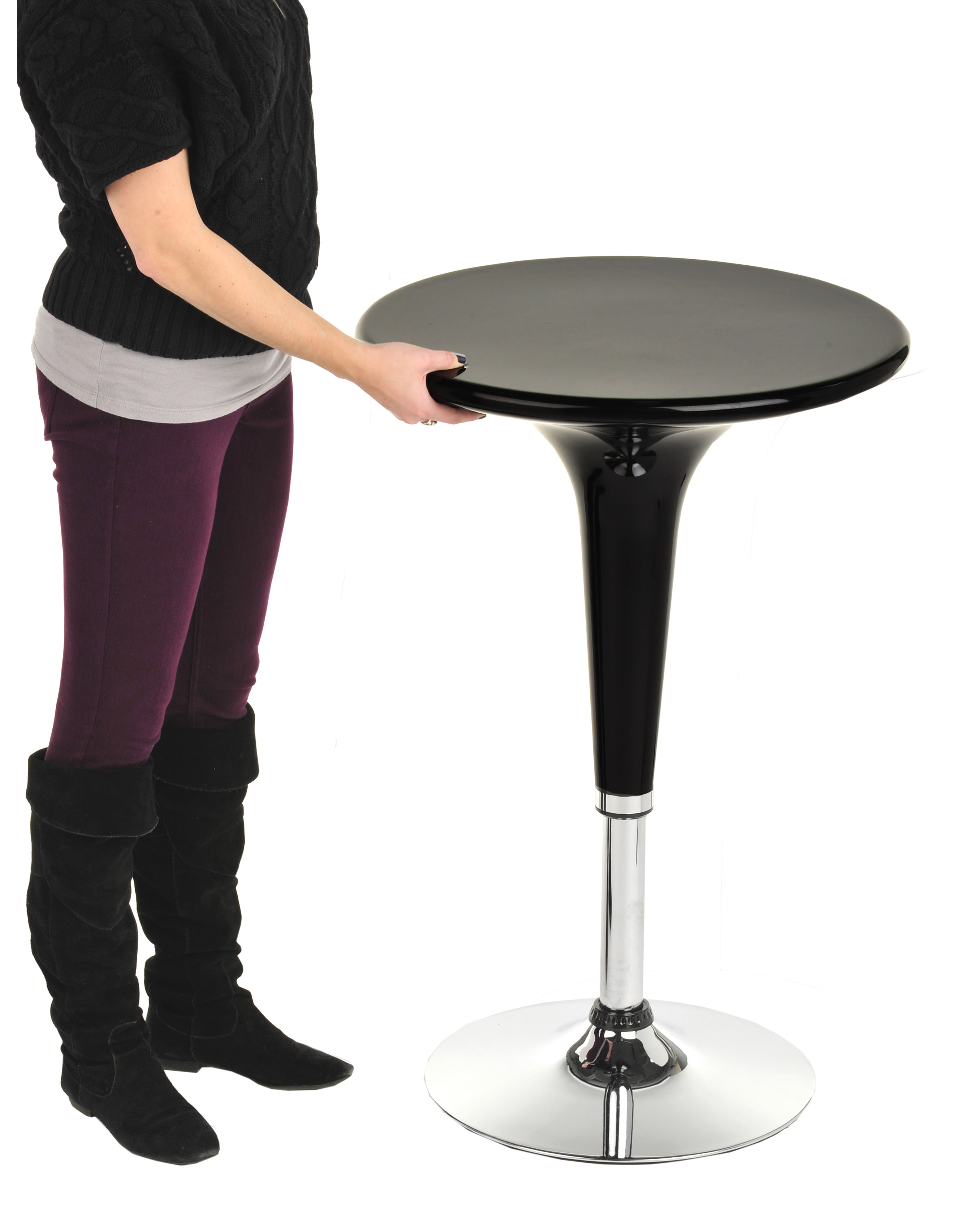 Black Gas Lift Chair and Table Set | Includes 2 Cushioned Stools ...