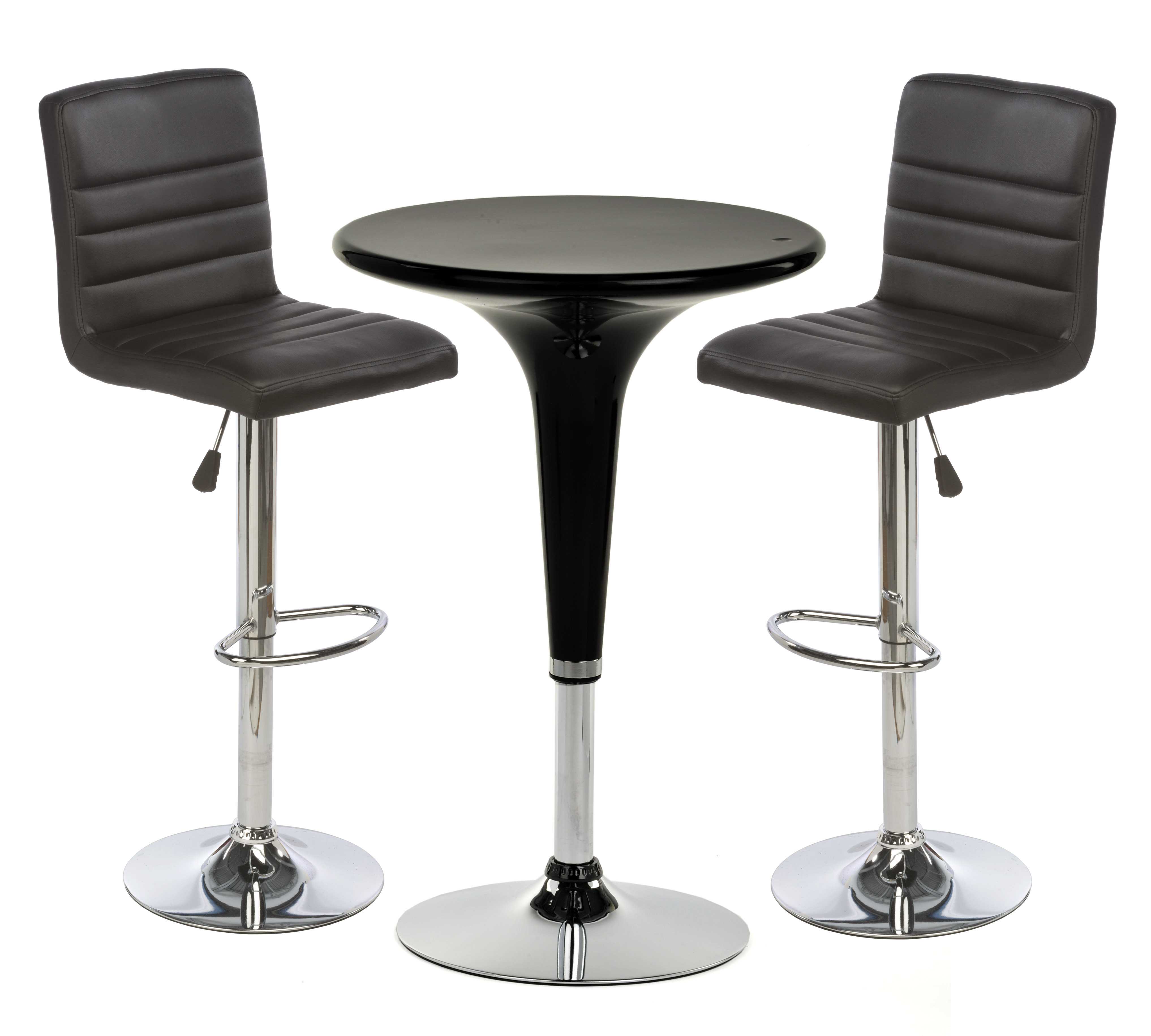 Black Gas Lift Chair and Table Set | Includes 2 Cushioned Stools ...
