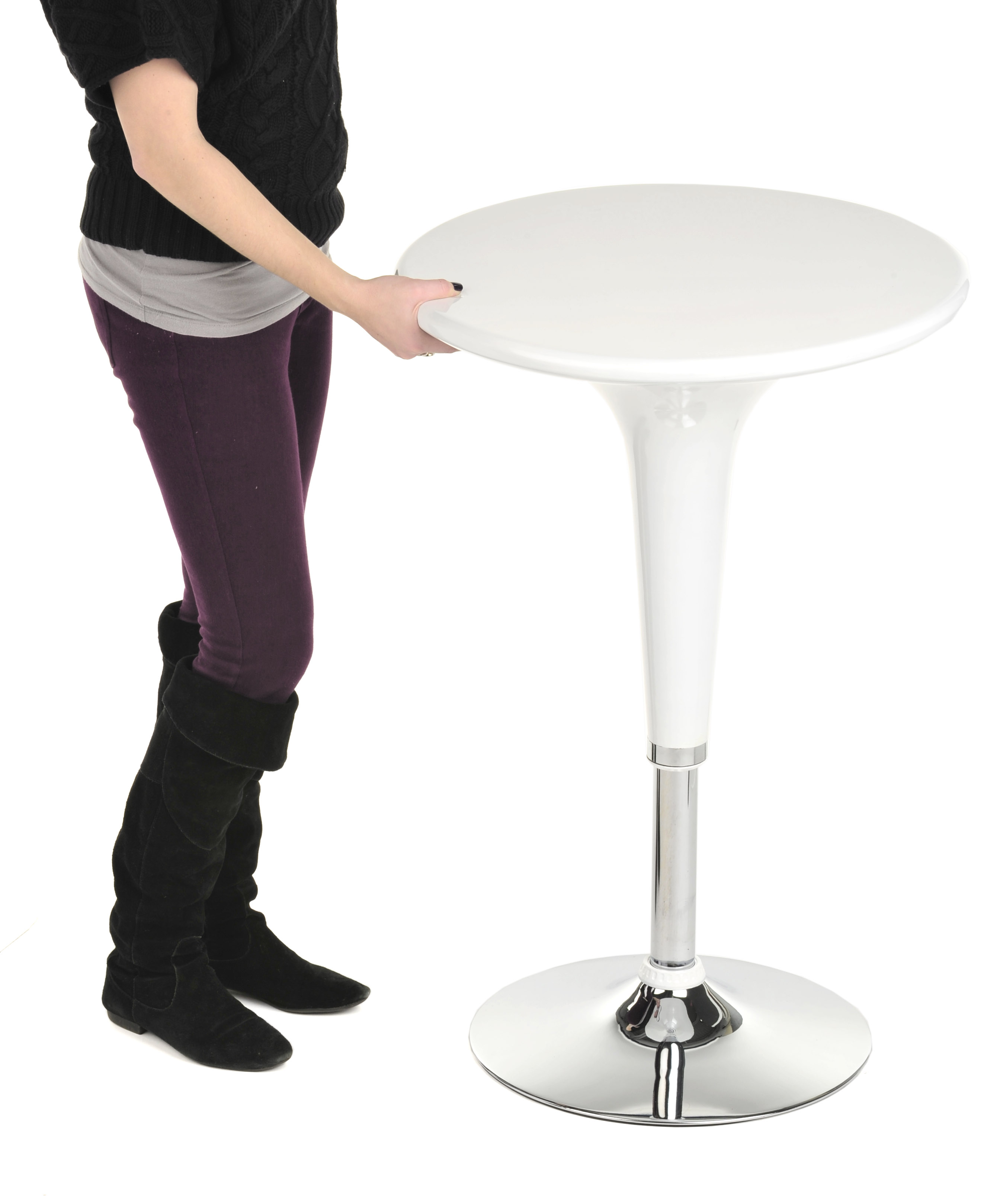 White Gas Lift Chair and Table Set | 2 Height Adjustable Stools ...