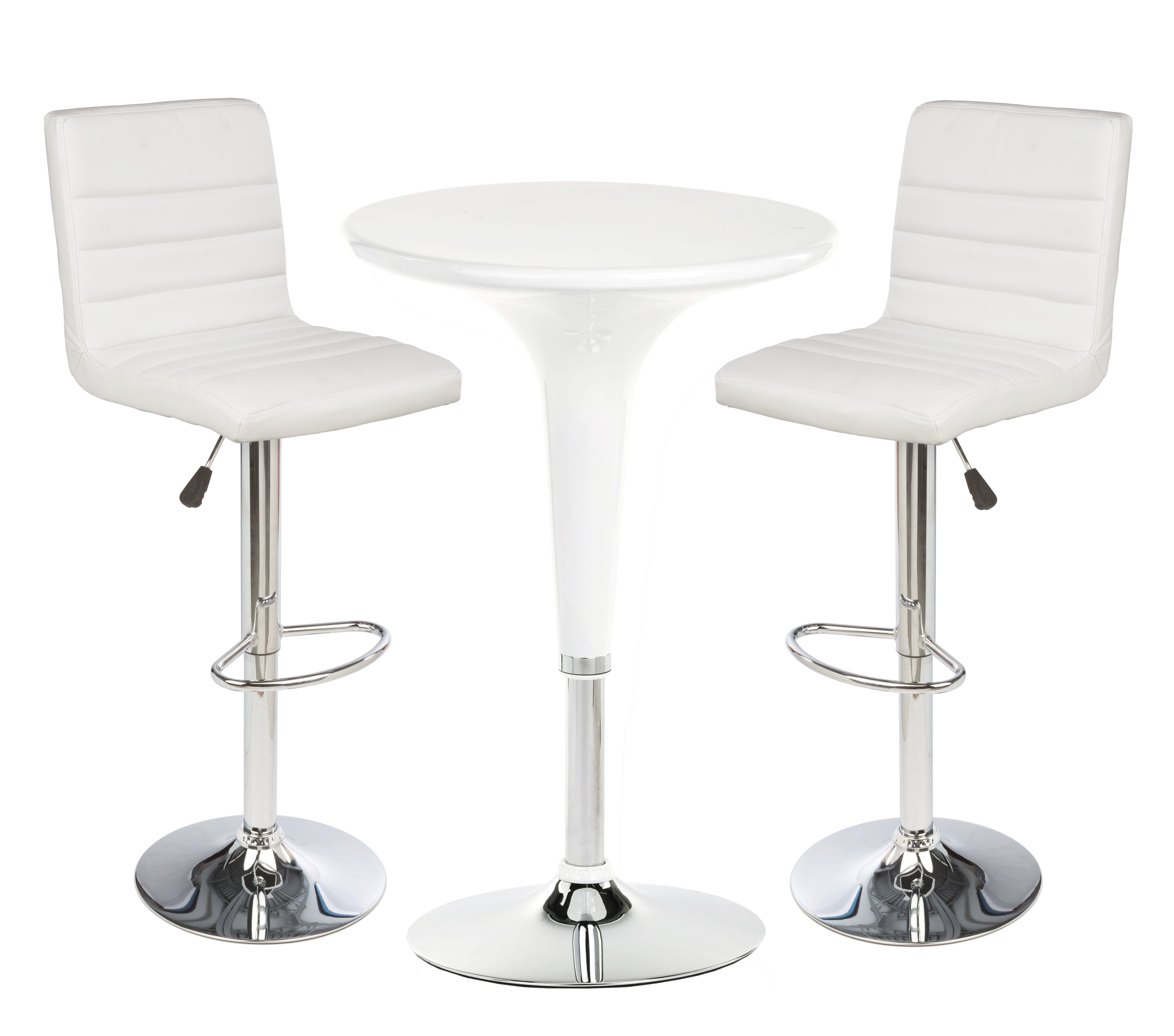 White Gas Lift Chair and Table Set | 2 Height Adjustable Stools ...