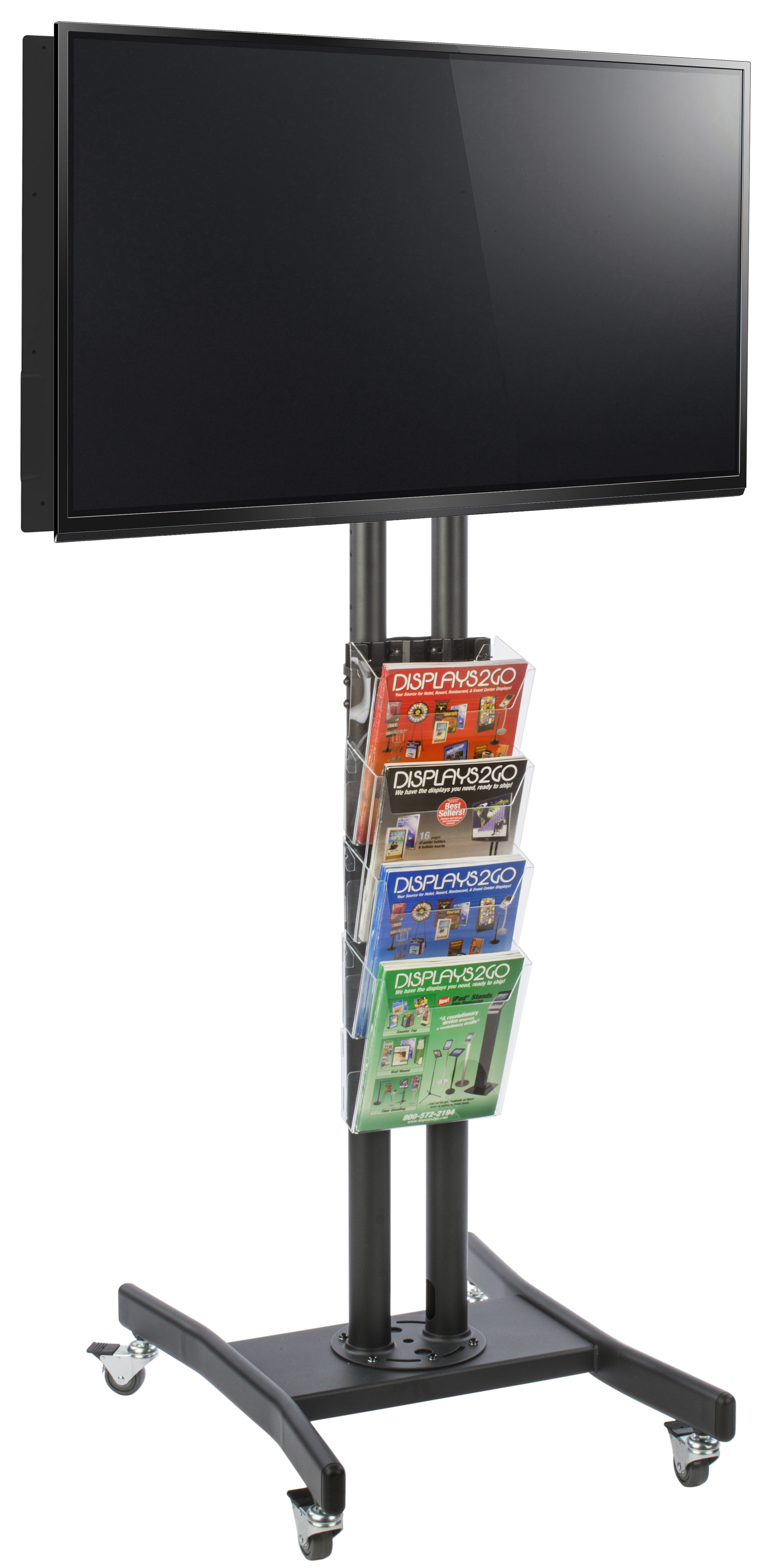 Double Sided TV Stand with Literature Rack | Height Adjustable ...