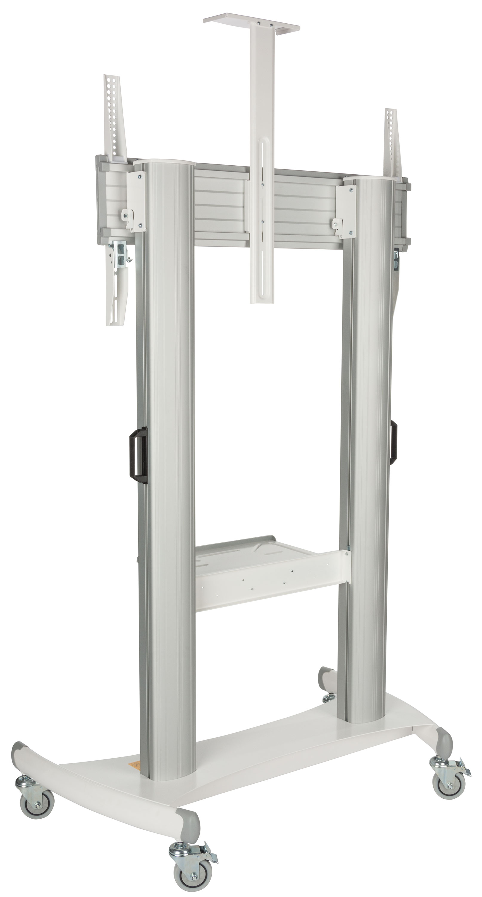 Silver 80” TV Cart | Fixed Bracket for 60"-100" Monitors | Displays2Go