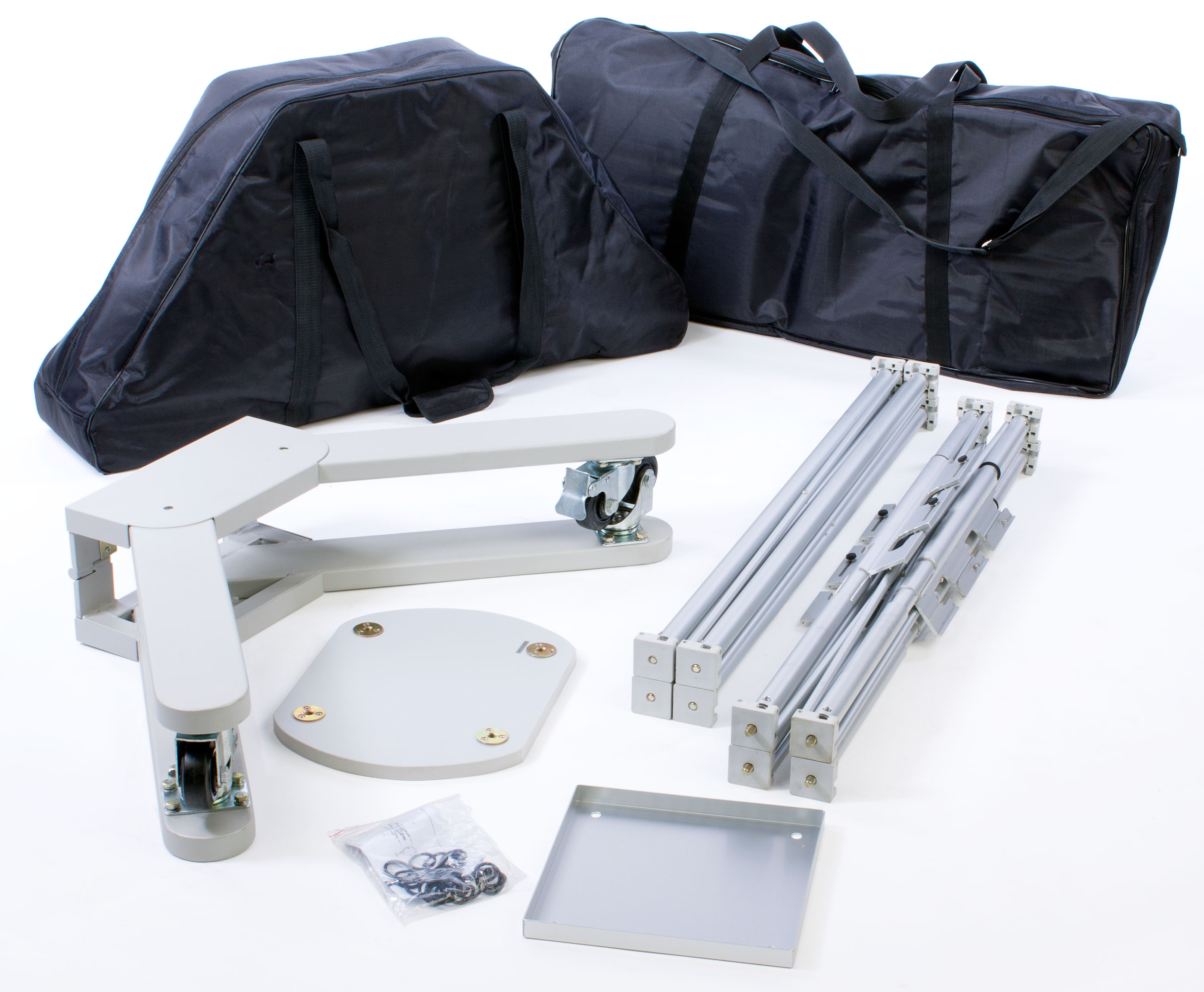 Truss TV Stand w/ 2-Sided Mount Features Lockable Wheels | Displays2Go