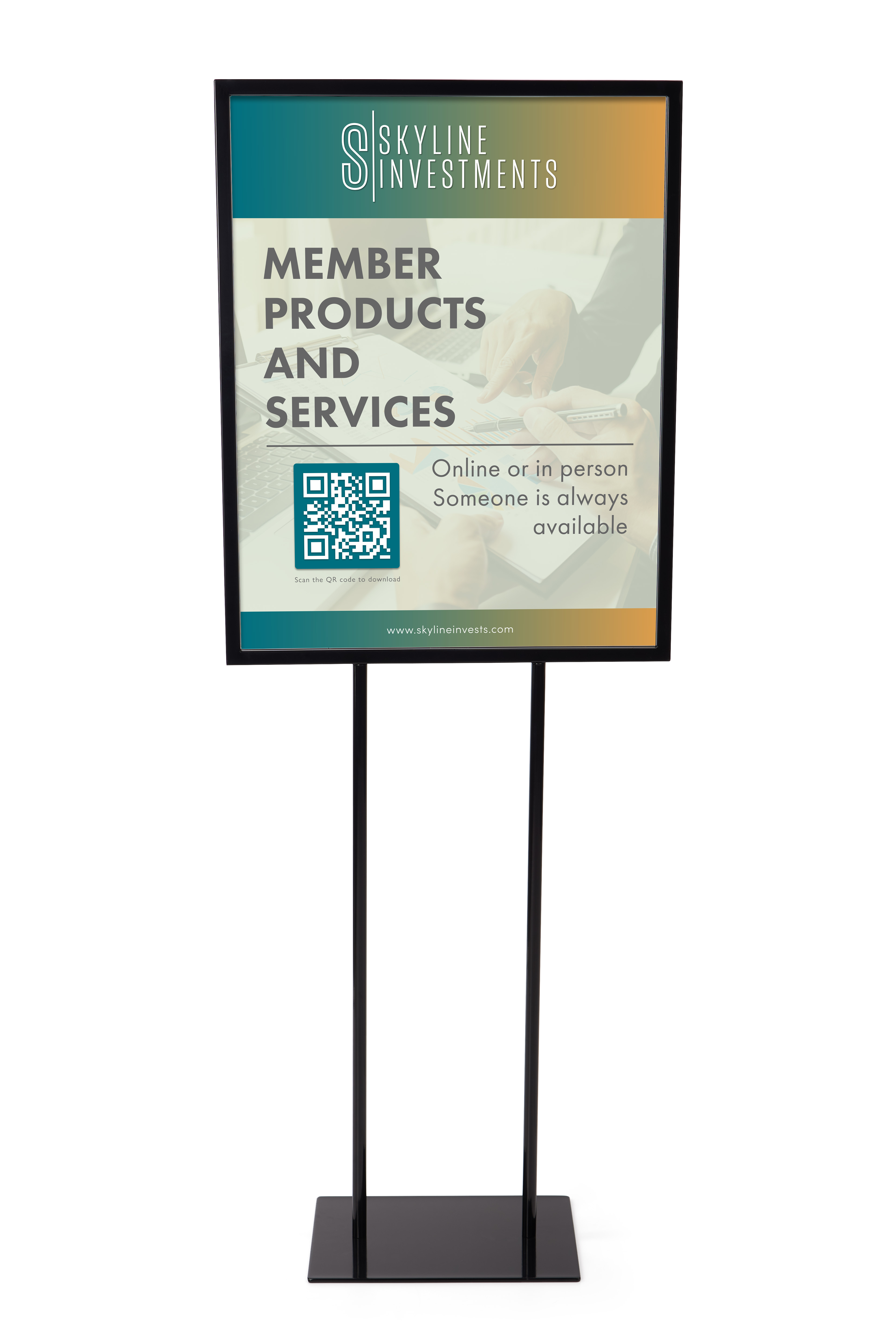 Steel Poster Stand | Double Sided Black Frame | Displays2Go