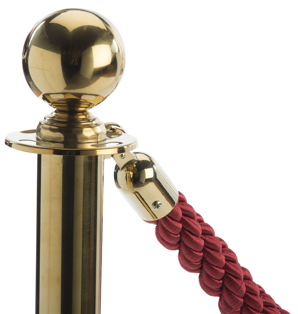 Line Control Rope | Brass Round Top Stanchion System | Displays2Go
