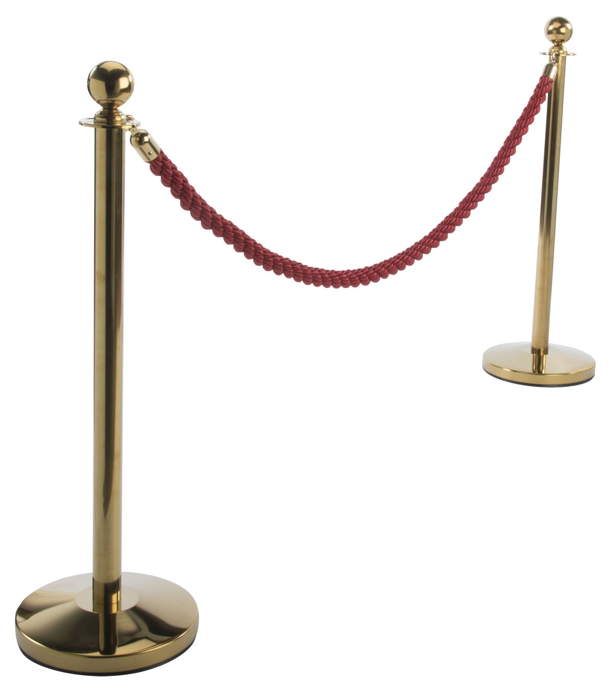 Line Control Rope | Brass Round Top Stanchion System | Displays2Go