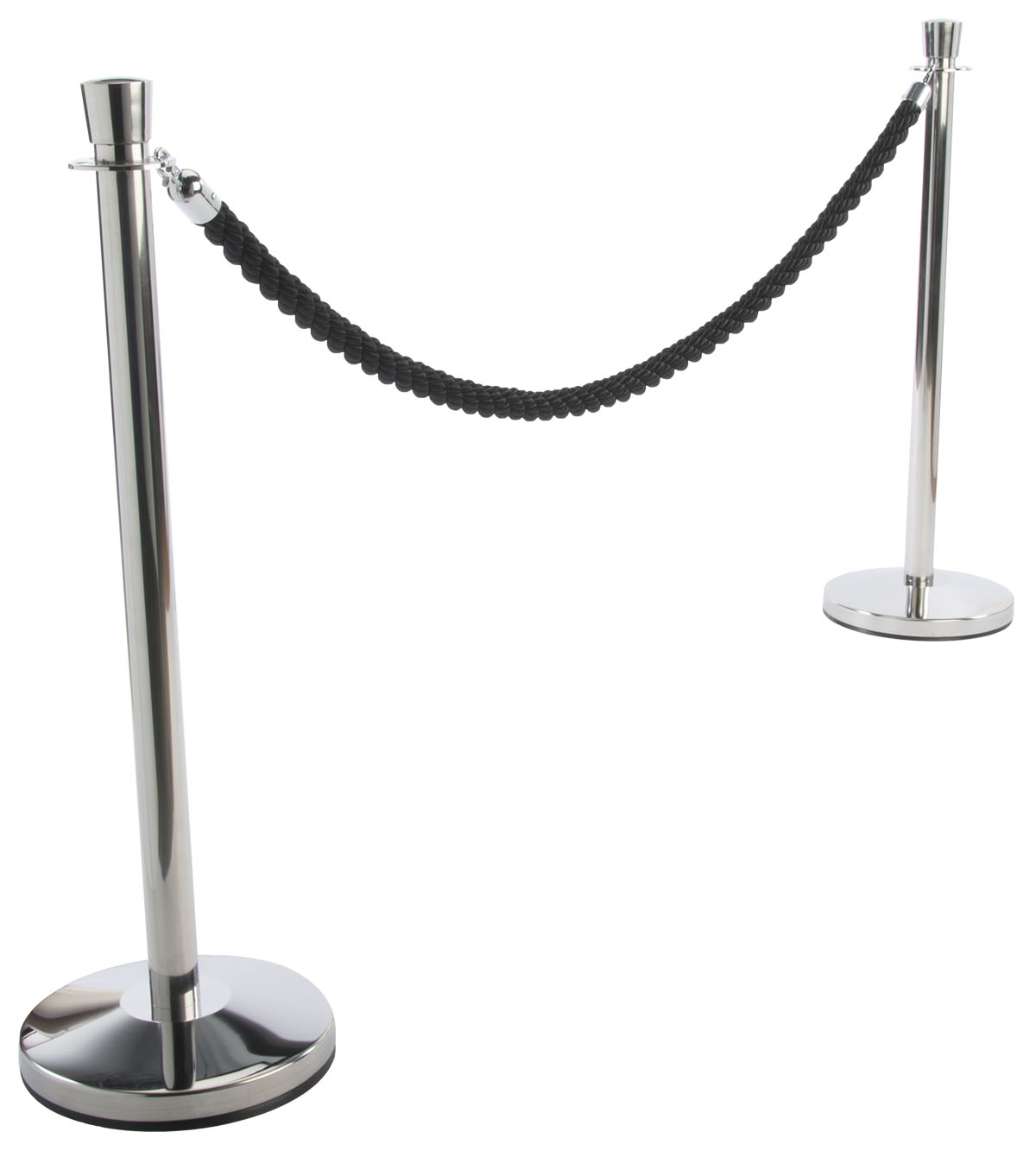 Black Line Control Rope | Chrome Stanchions with Queue Cable | Displays2Go