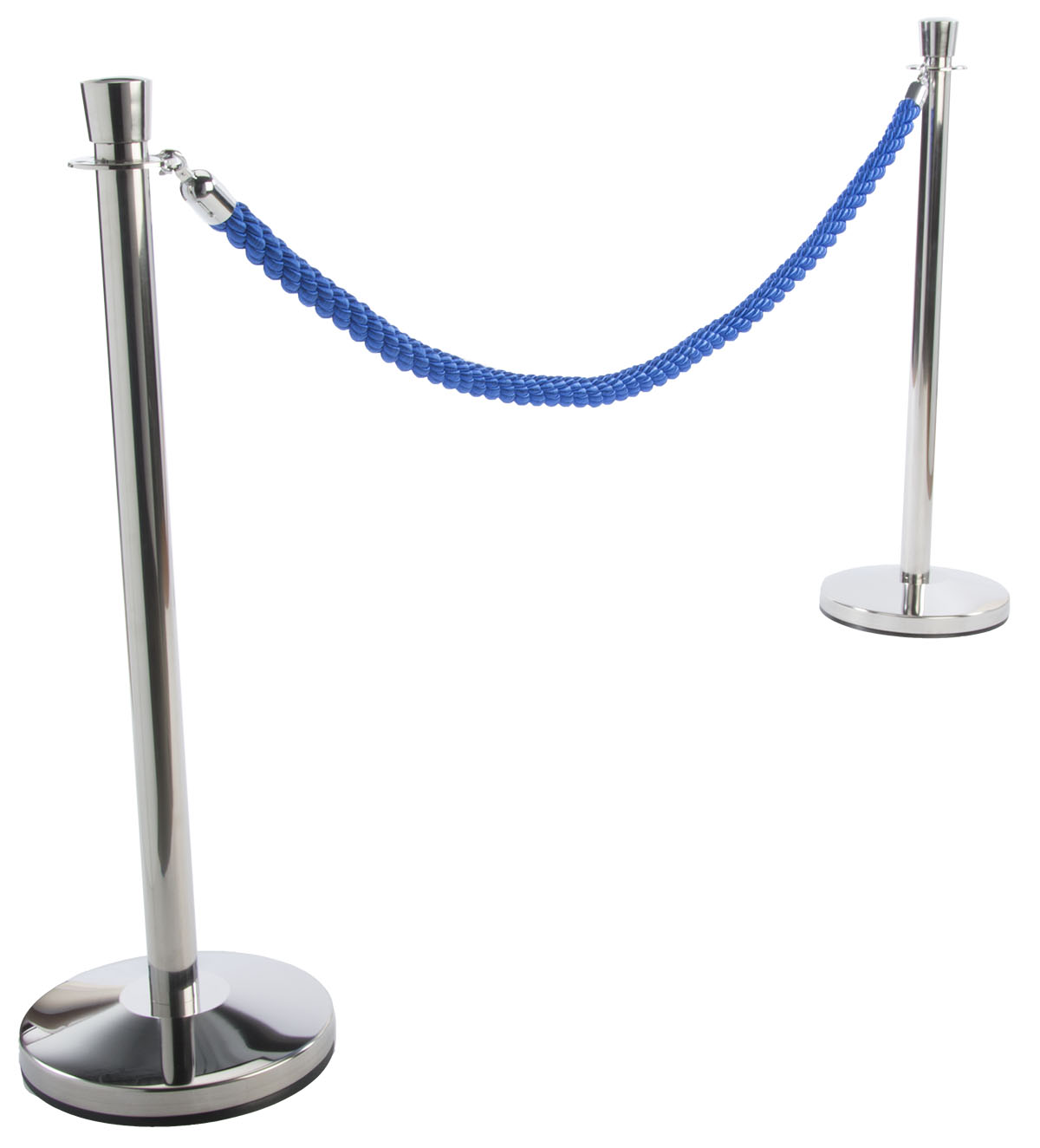 Blue Line Control Rope | Cable with (2) Chrome Posts | Displays2Go