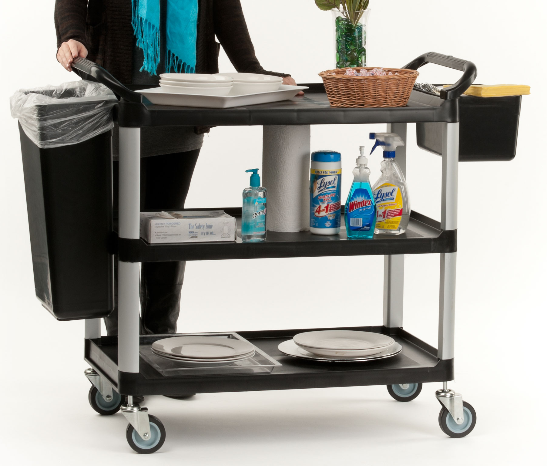 Utility Cart With Bins for Rubbish & Utensils | Displays2Go