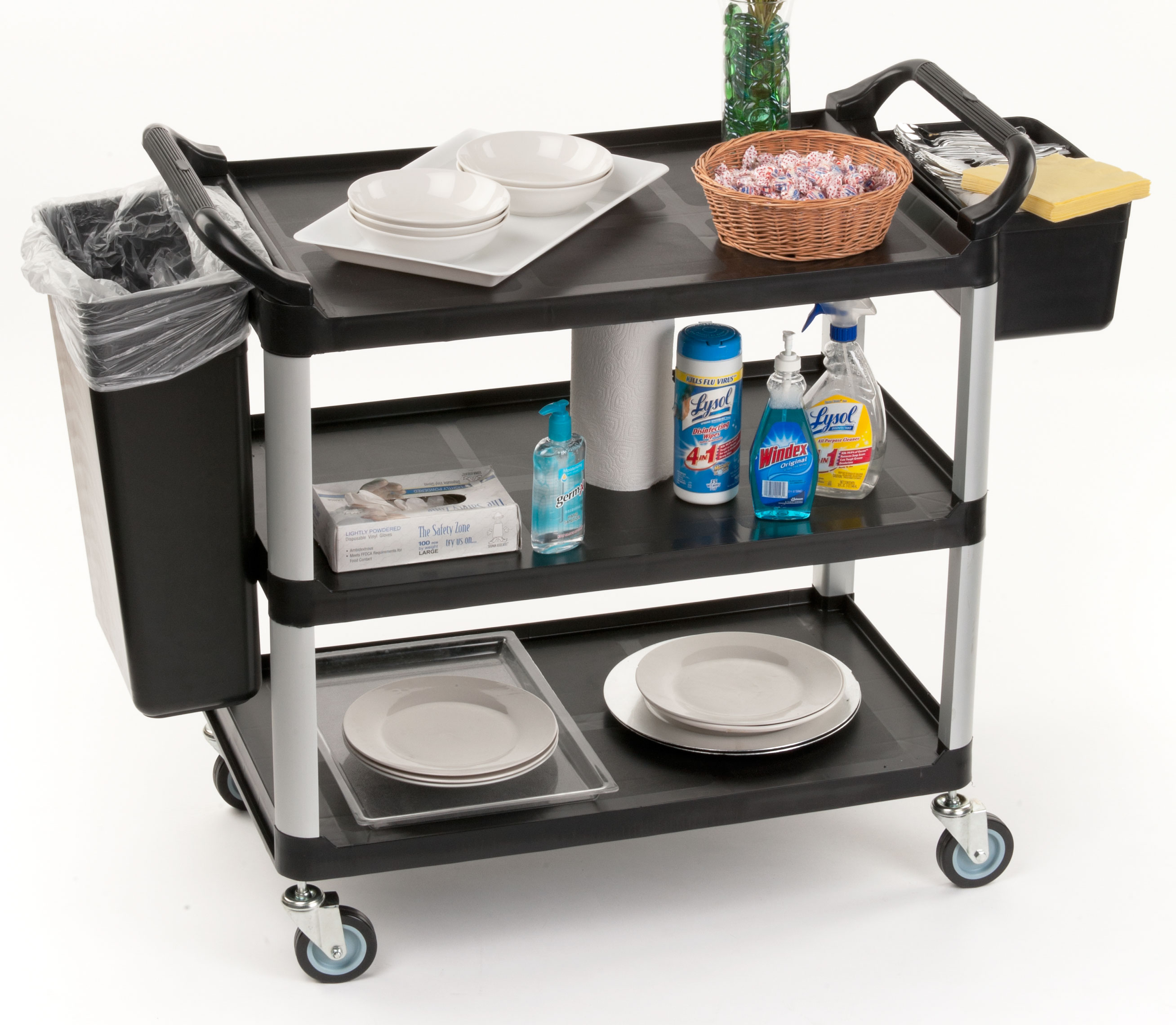 Utility Cart With Bins for Rubbish & Utensils | Displays2Go