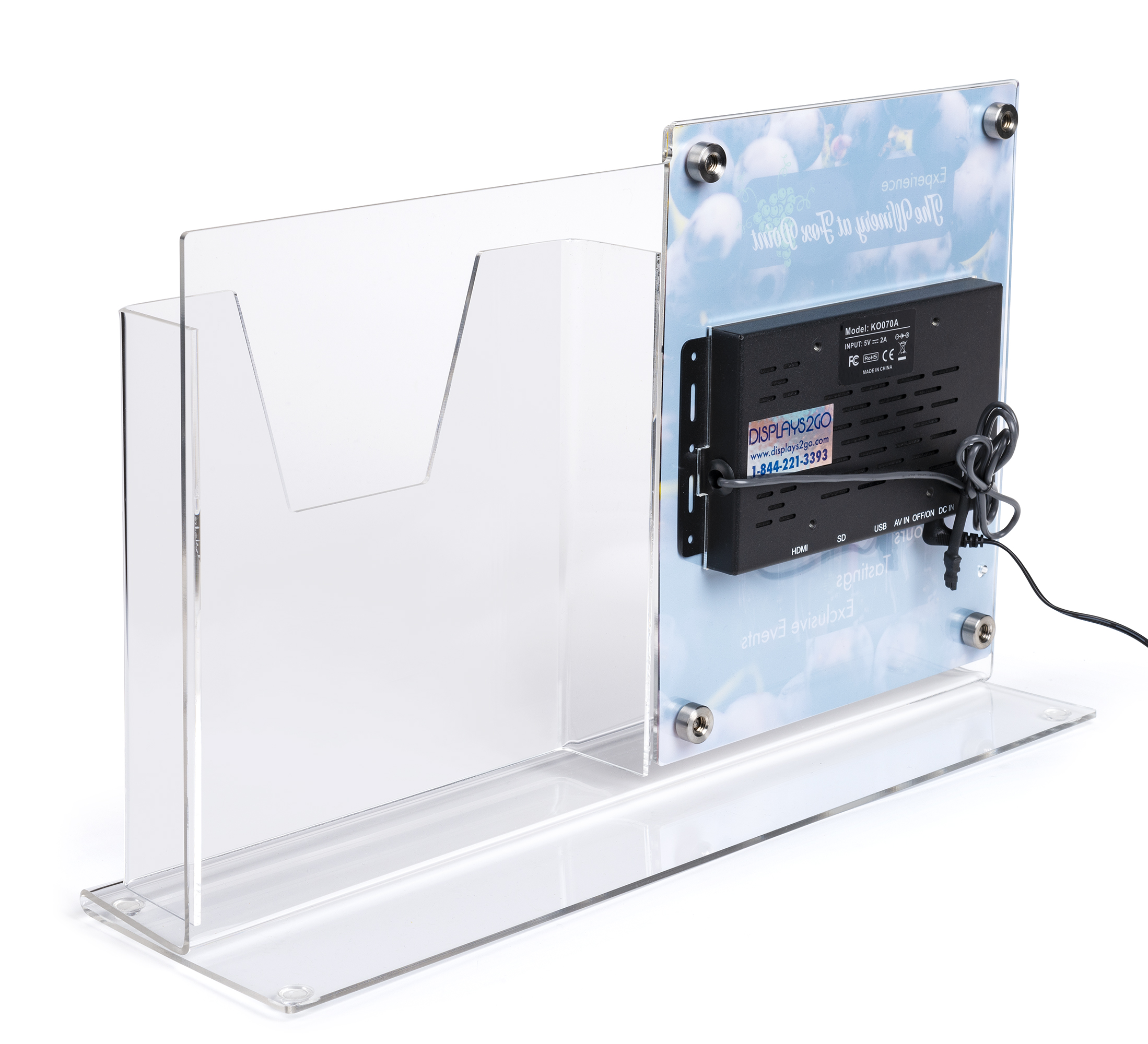 Countertop Digital Sign Display with Magazine Holder | 7in Screen ...