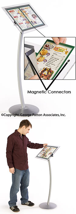 A Menu Holder has a magnetic lens to make graphic change outs quick ...