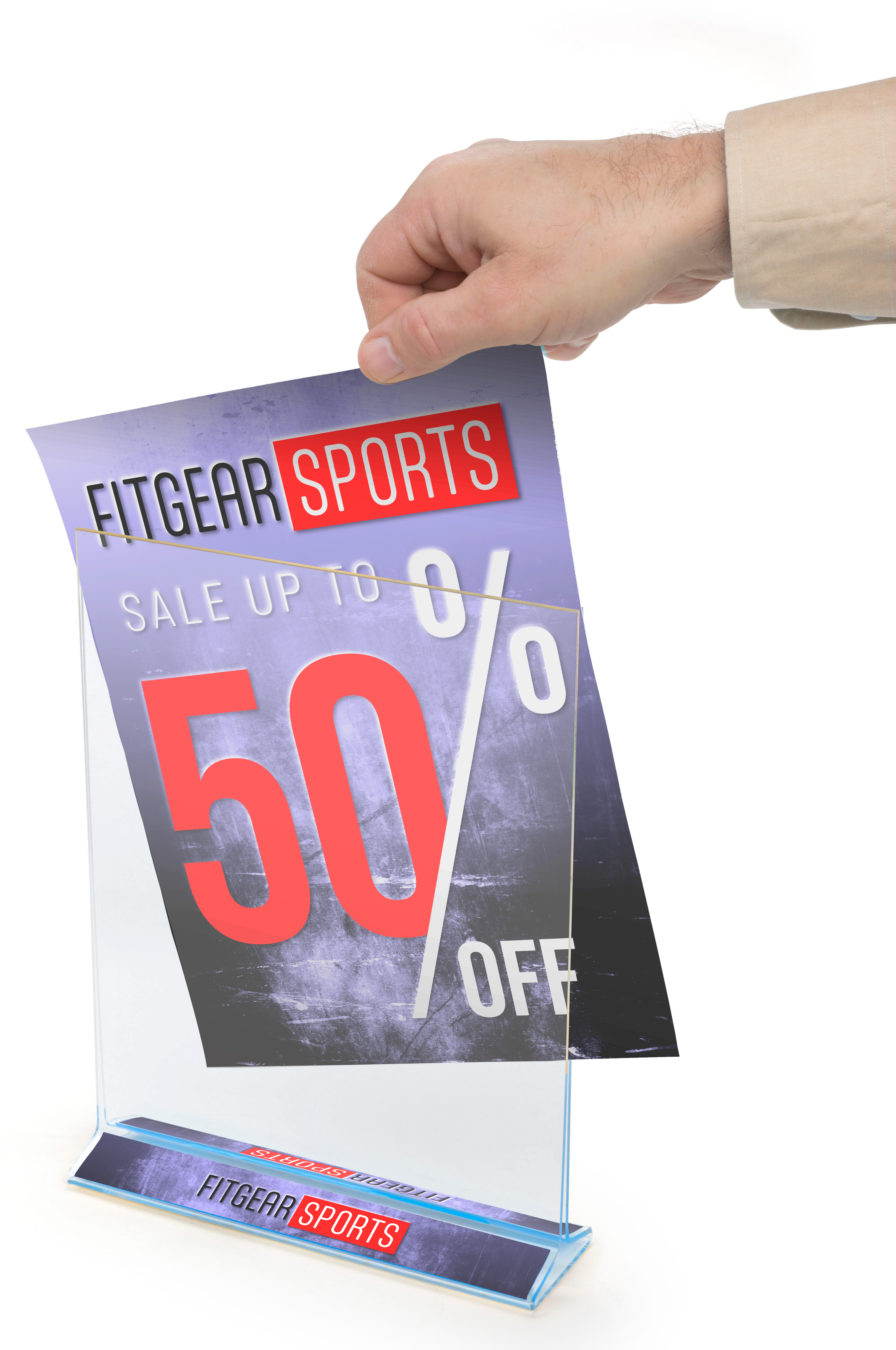 Vertical Stand Up Sign Holder with Custom Logo | 8.5”w x 11”h | Displays2Go