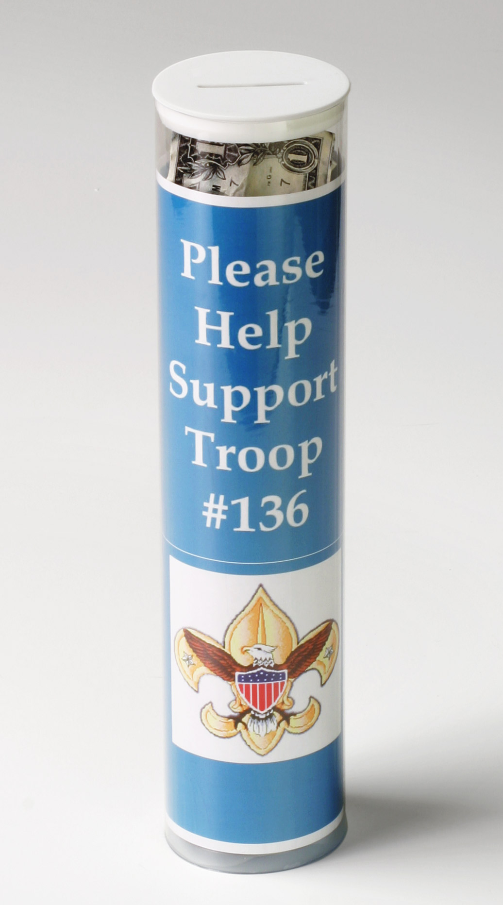 Donation Cans | Fundraising Money Collection Tubes | Displays2Go