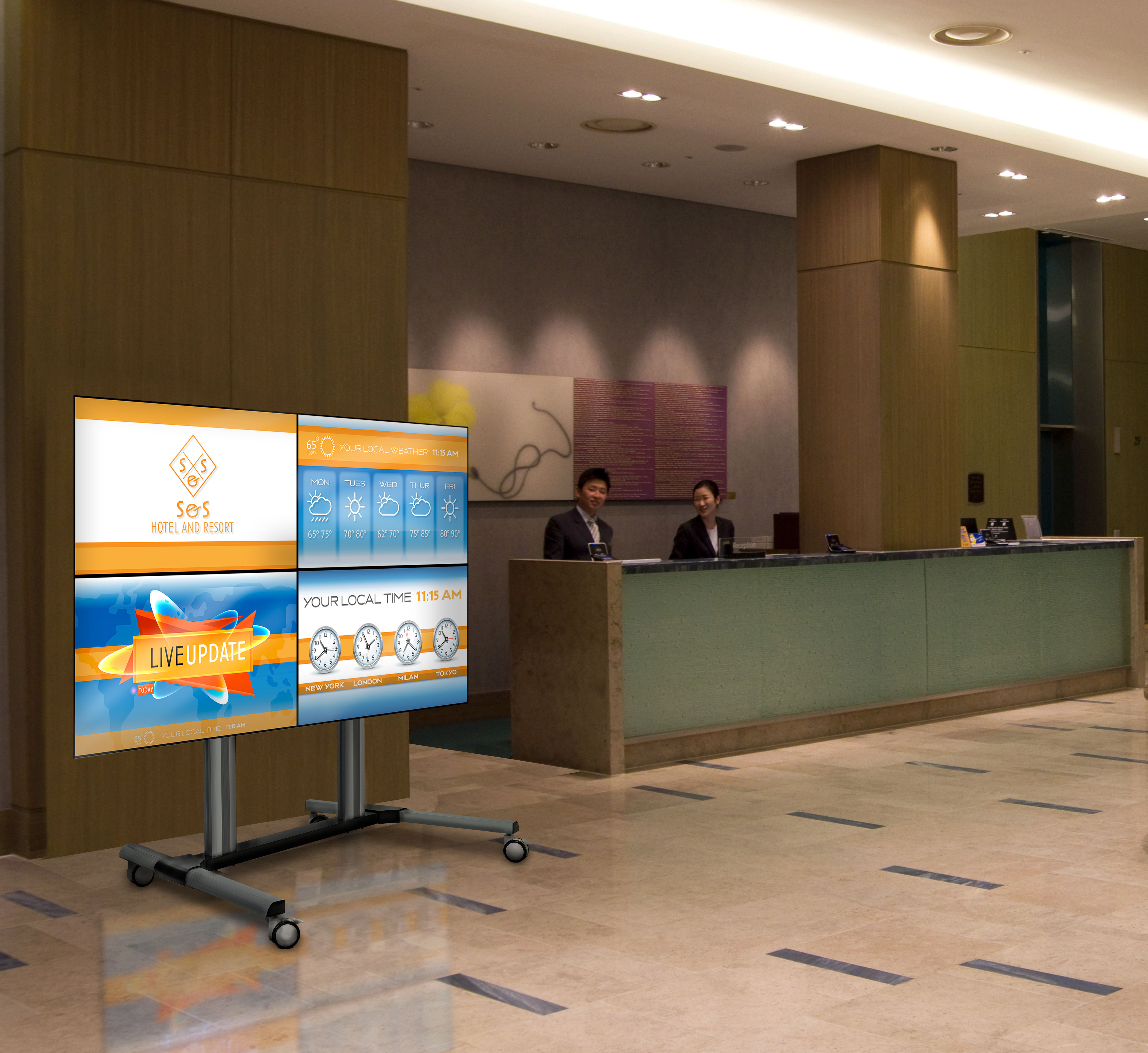 Mobile Video Wall | Shock Absorbing Wheels | Displays2Go