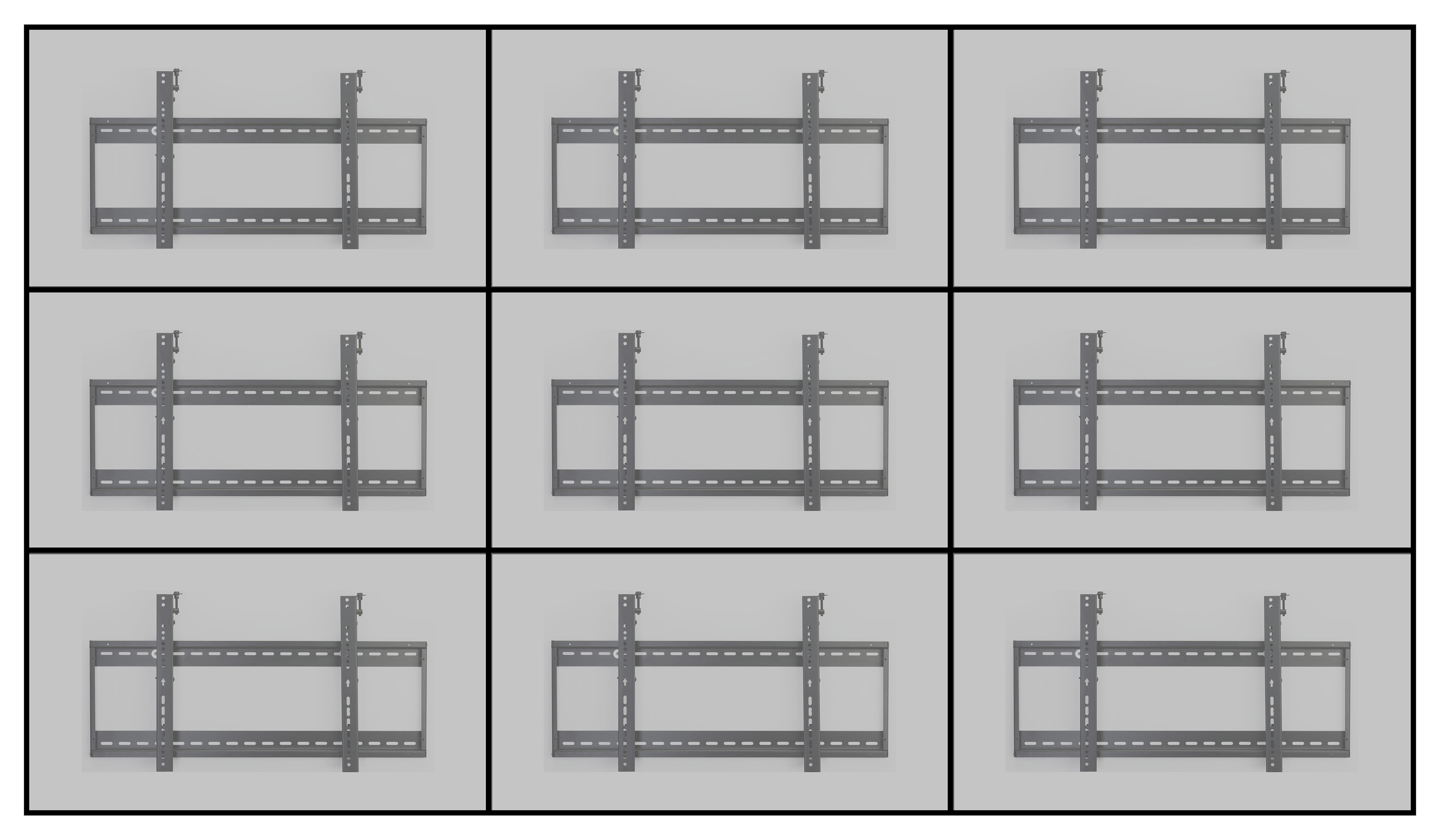 3x3 Flat Panel Video Wall Mounting System | 9 Steel Brackets | Displays2Go