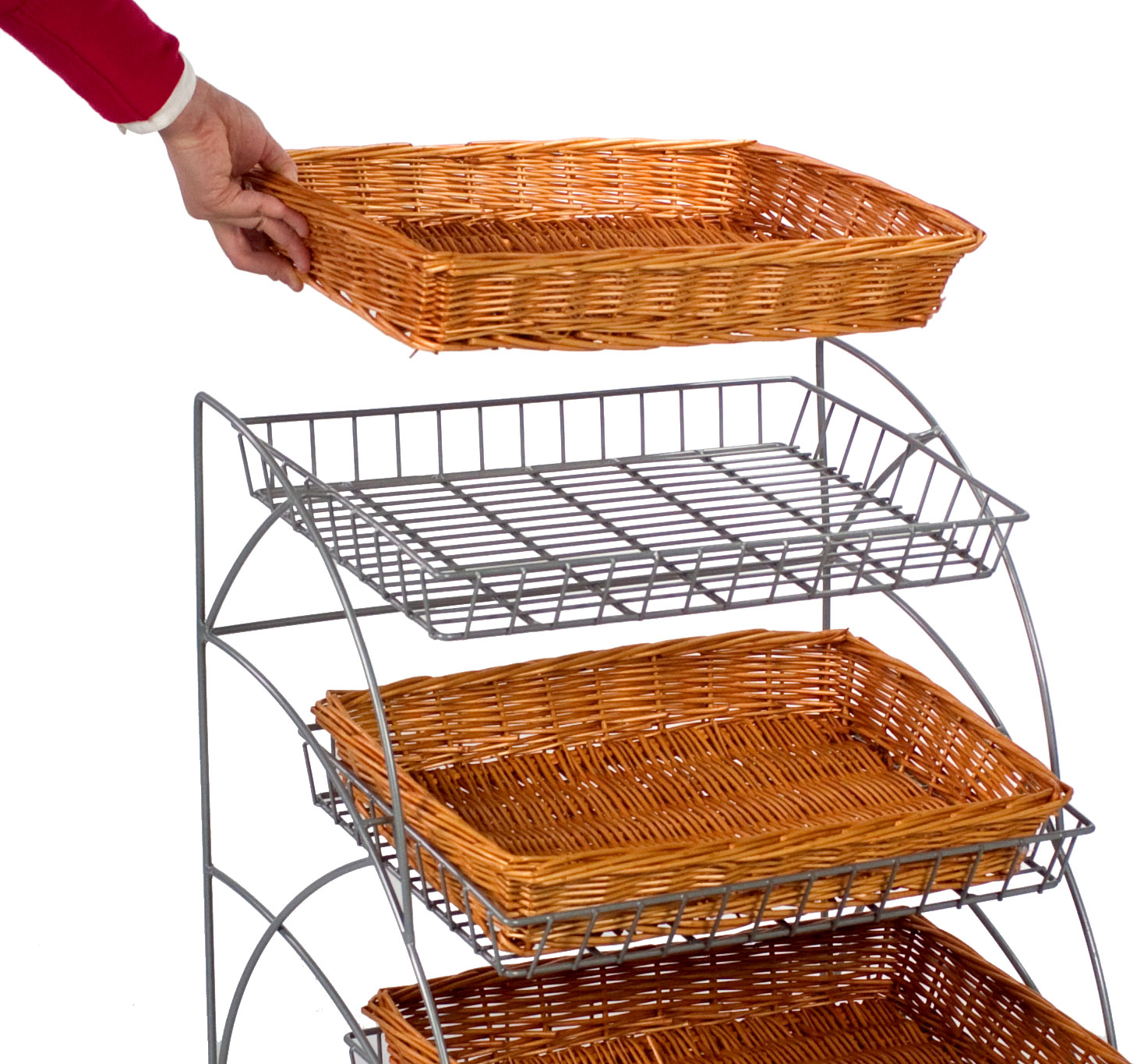 Wicker Displays - (3) Willow Baskets With Silver Frame | Displays2Go