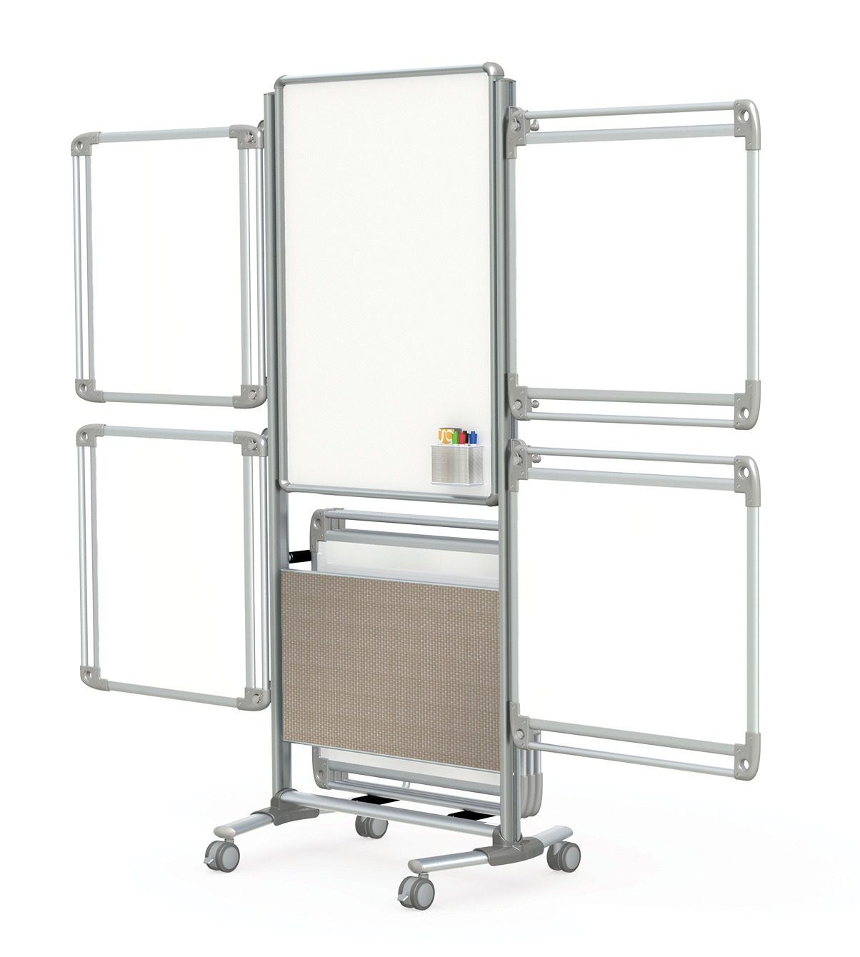 Whiteboard with Storage & Taupe Accent Wall | Double-Sided | Displays2Go