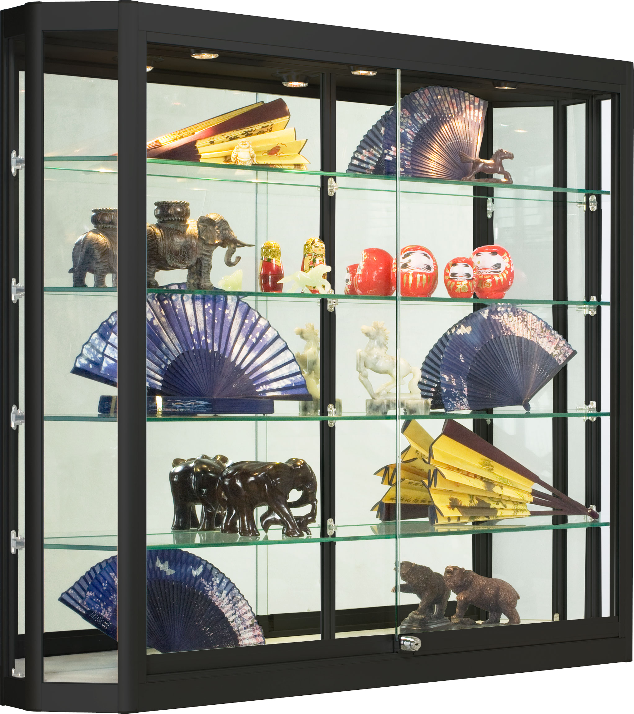 Wholesale Glass Display Case - Black w/ Sliding Doors | Displays2Go