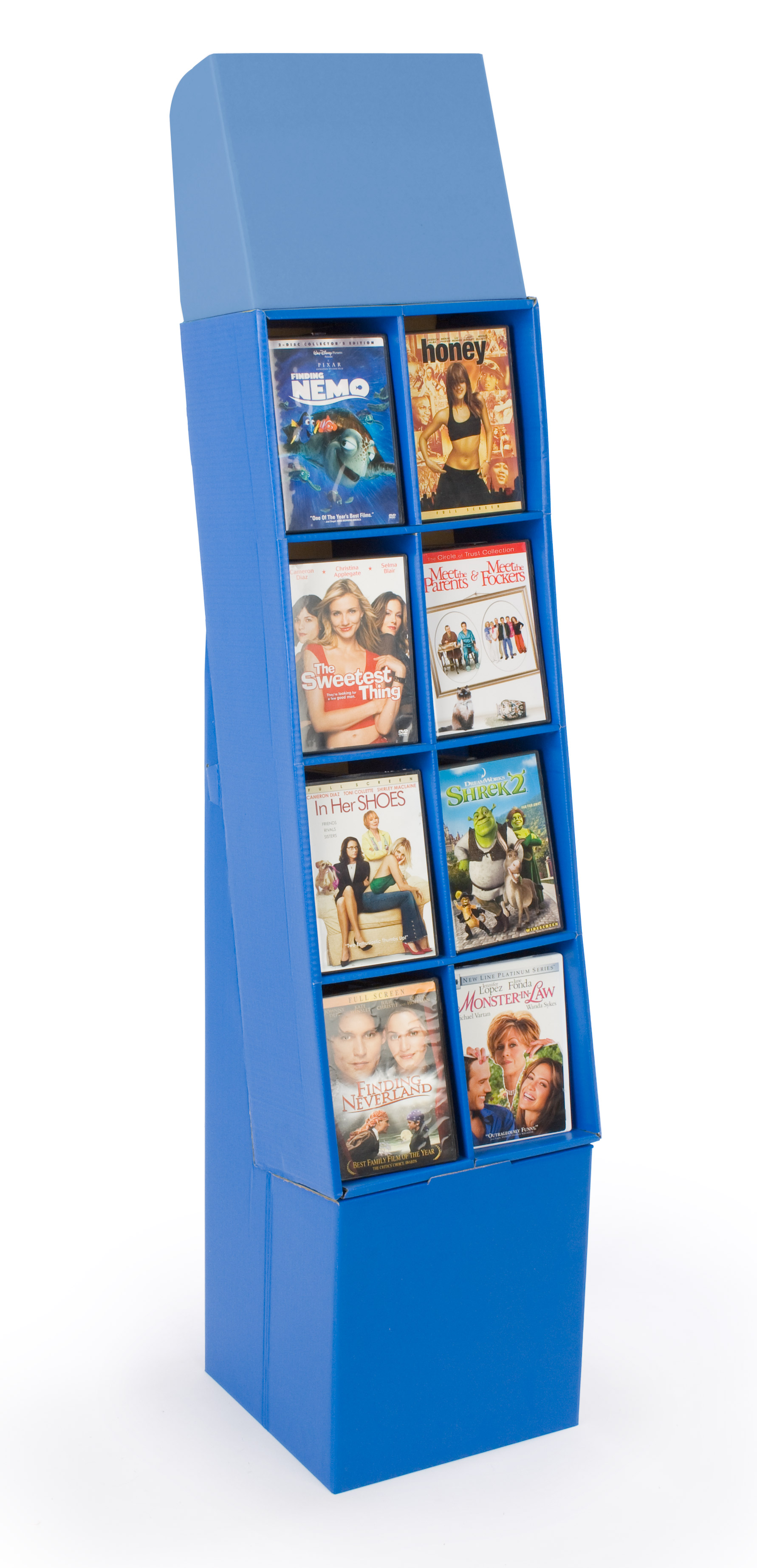 Cardboard DVD Display | Corrugated Blue Cardboard - Floor Standing ...