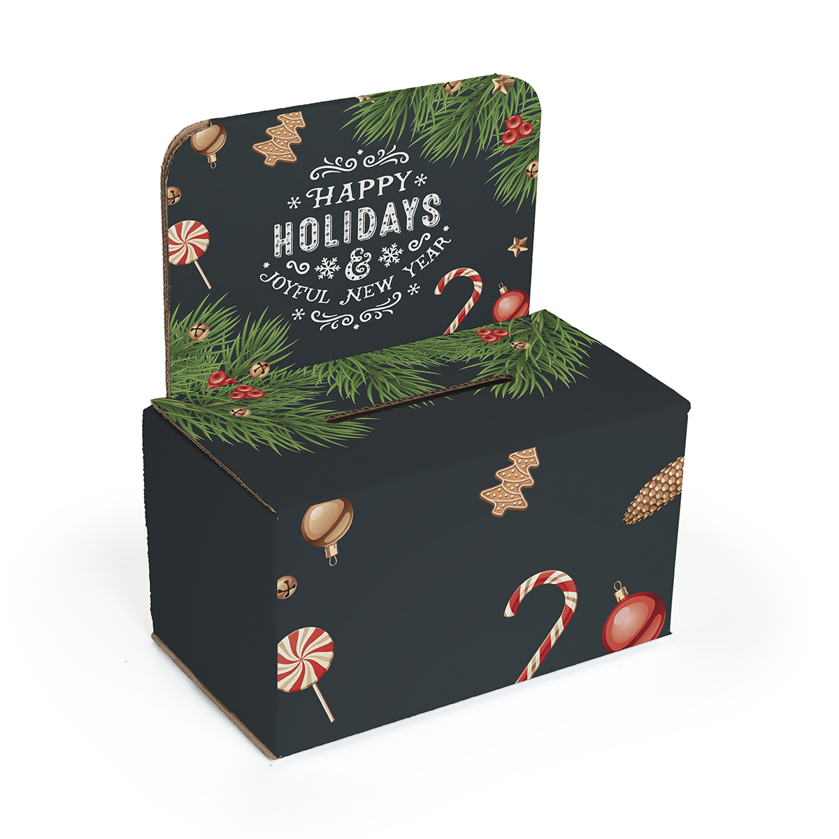 Cardboard "Happy Holidays" Ballot Box | Countertop Placement | Displays2Go