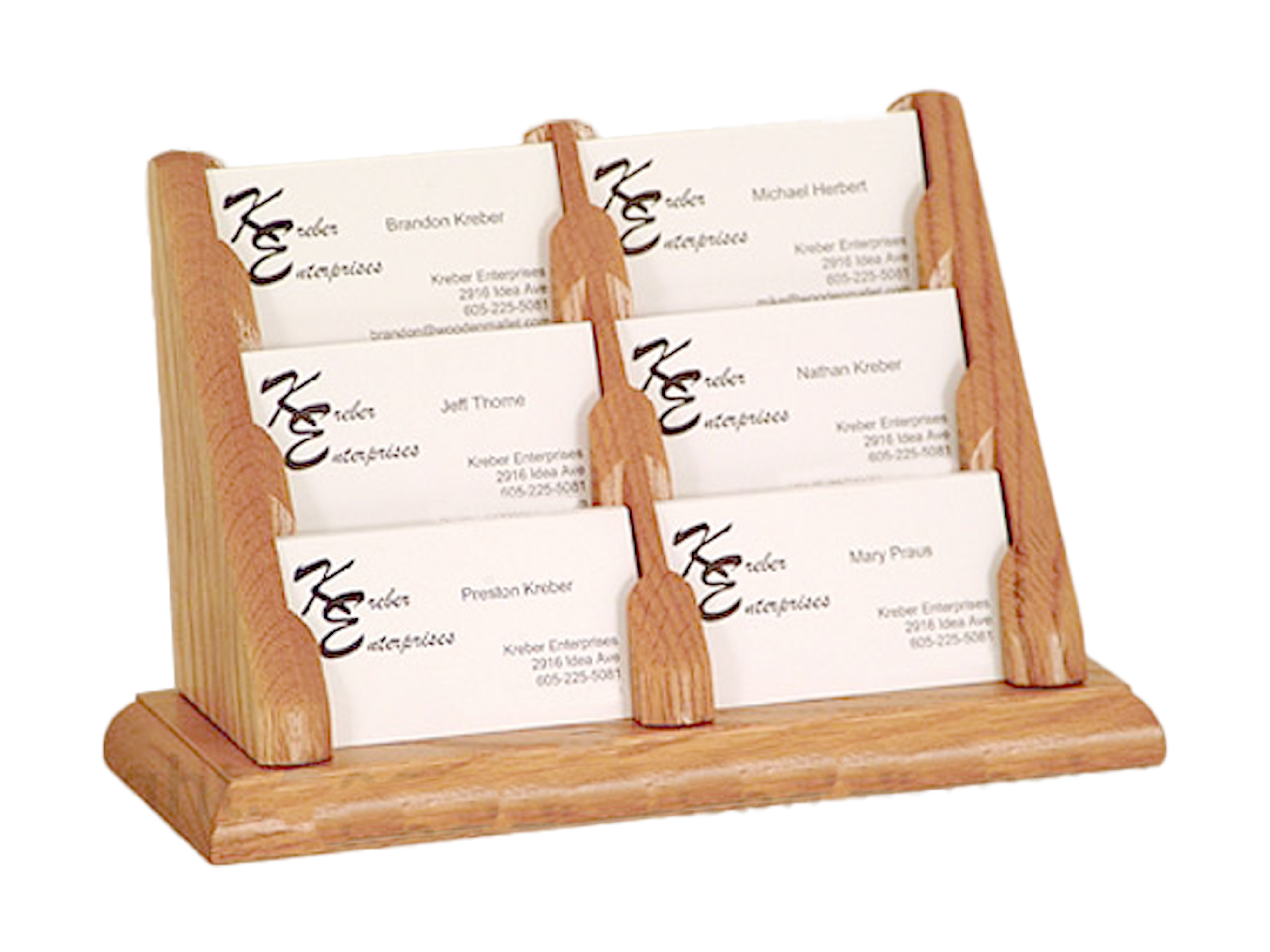 Wood Office Card Holders | (6) Pocket w/ Light Oak Color | Displays2Go