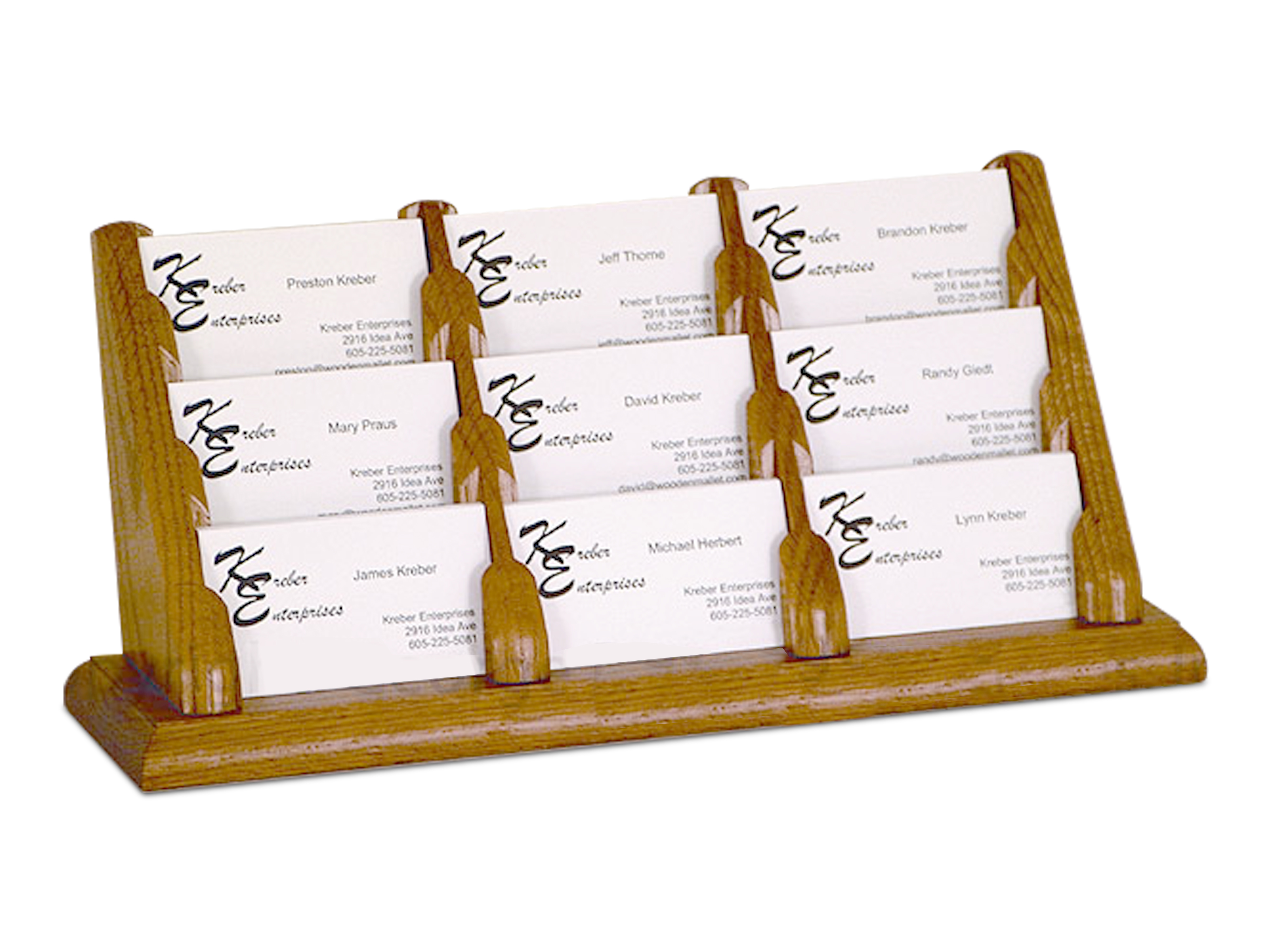 Wooden Business Card Stand | Light Oak Desktop Holder | Displays2Go