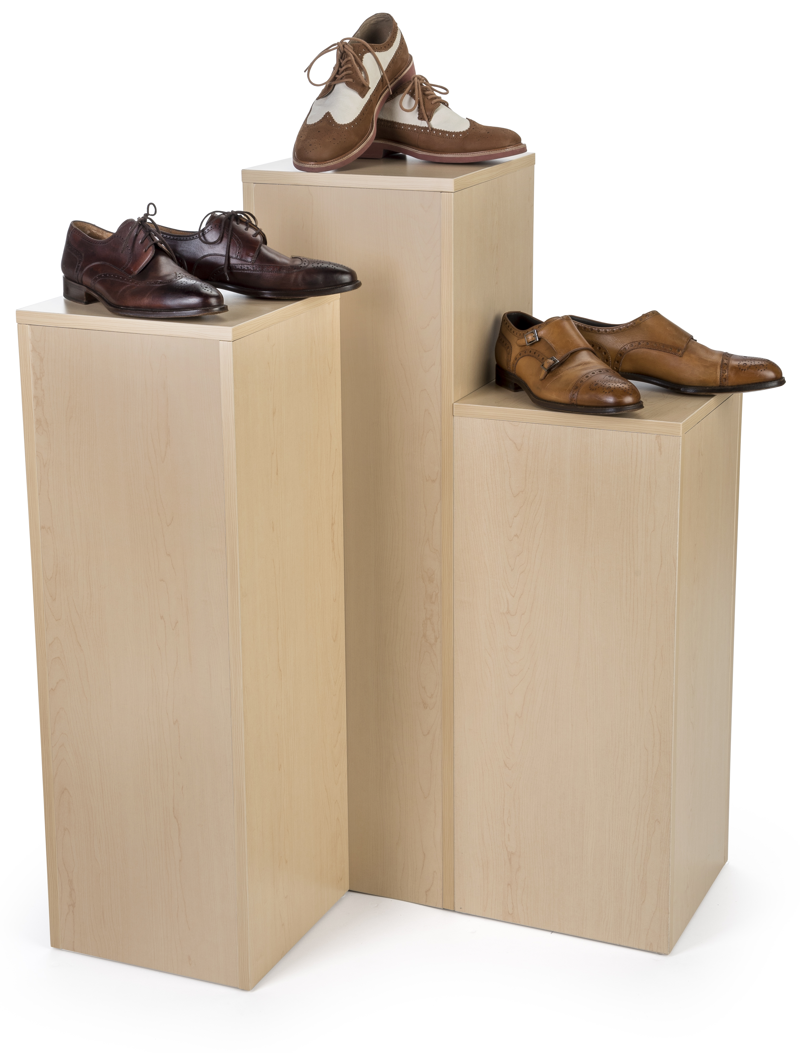 Tiered Wood Grain Pedestals | Set of 3 | Displays2Go