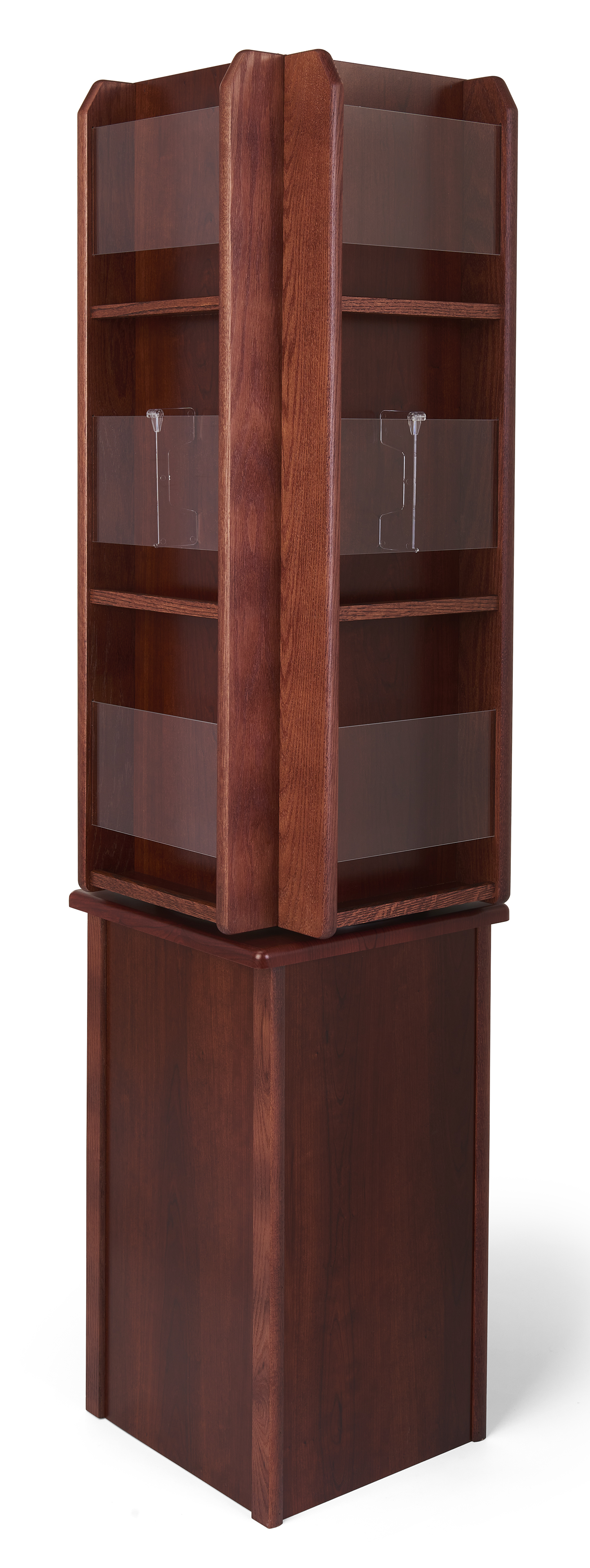 Wood Magazine Rack | Revolving Floor Stand w/ Adjustable Pockets ...