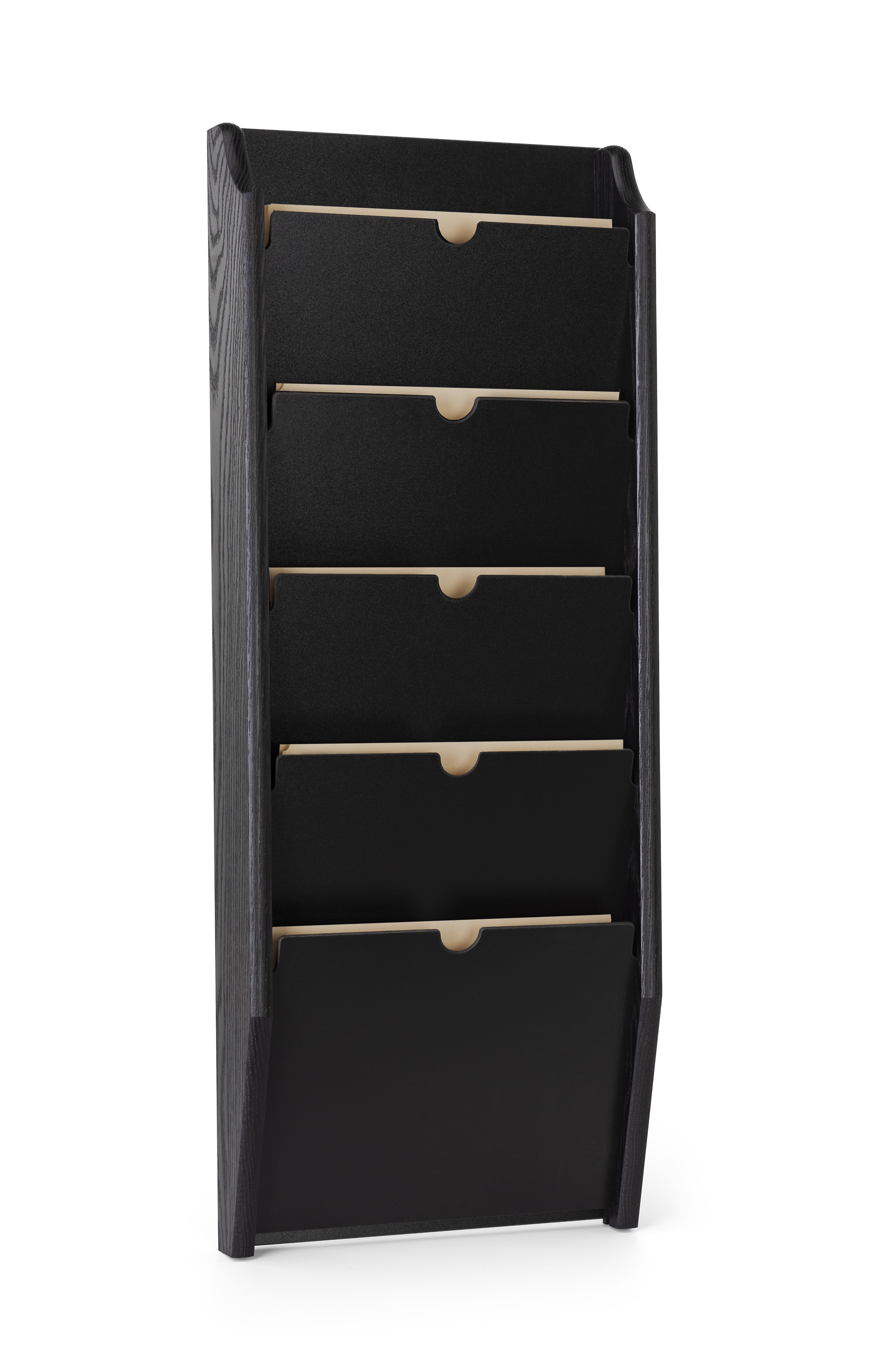 5 Pocket Medical Chart Holder | Black Finish Oak Wood | Displays2Go