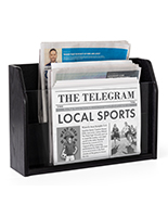 Wood Newspaper Holder | 2-Tier Rack with Clear Pocket