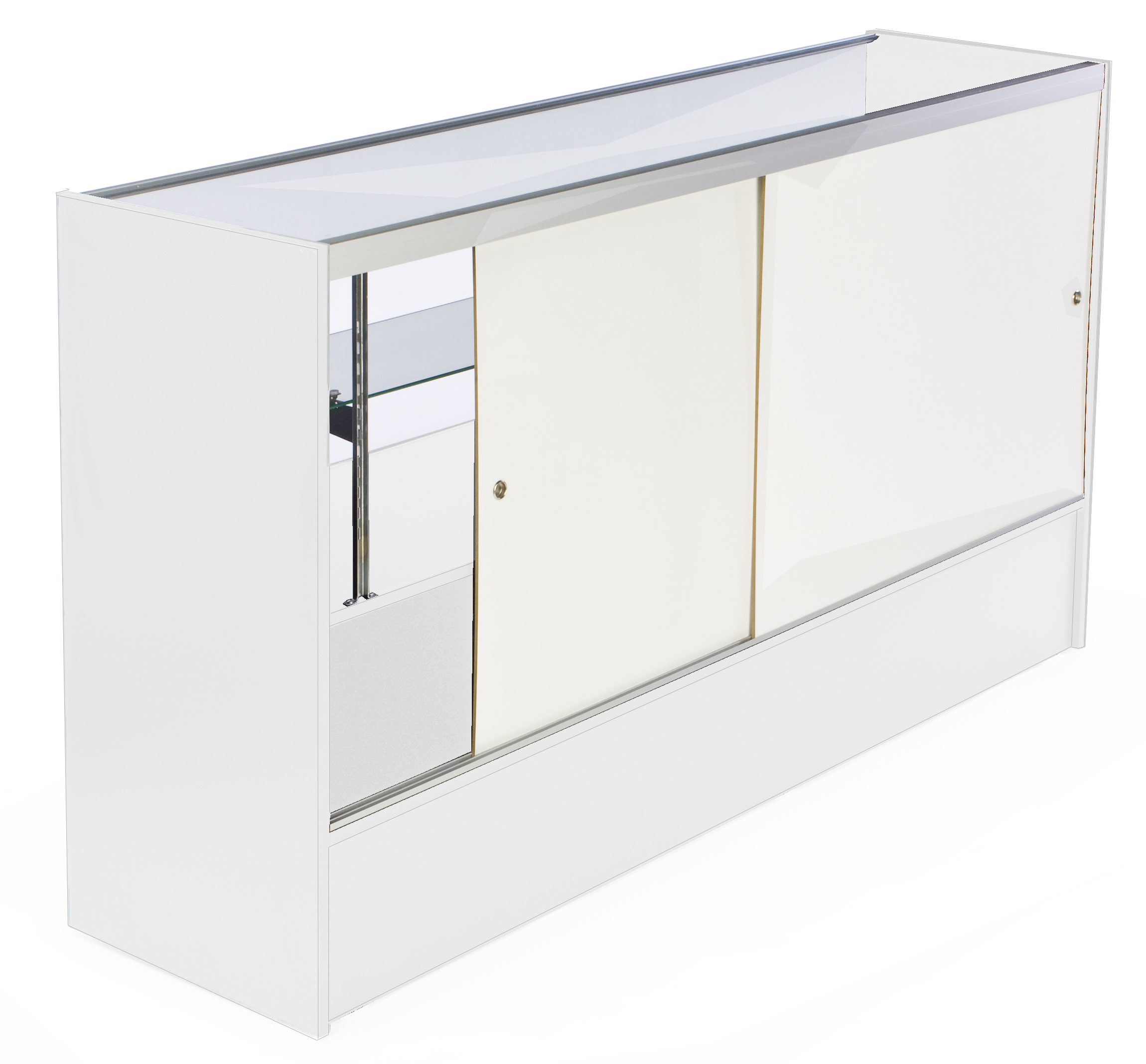 6’ White Store Counter with Graphics & Black Standoffs | Displays2Go