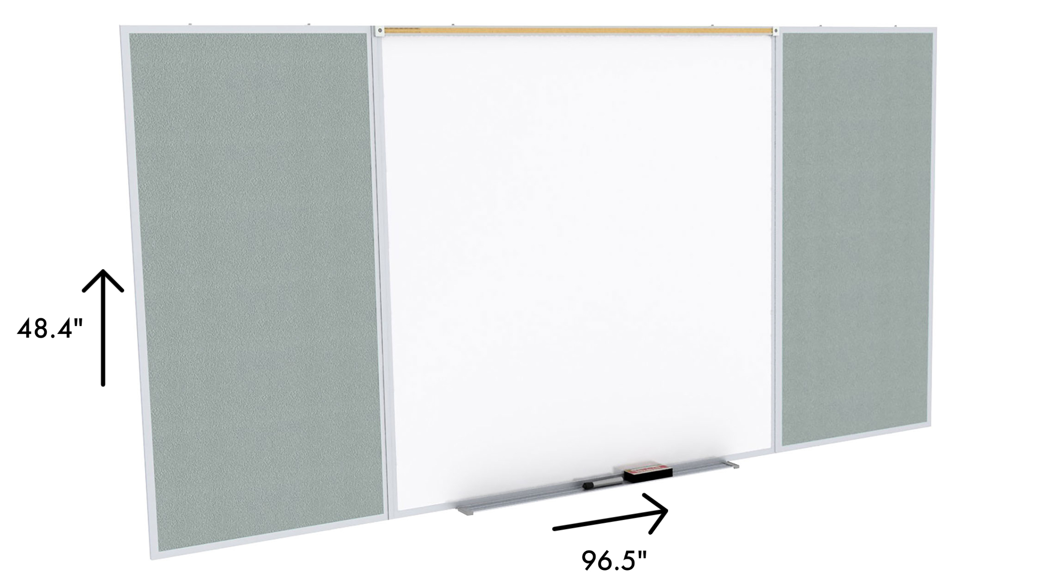 Whiteboard with Tack Board | 1" Cork Map Rail | Displays2Go