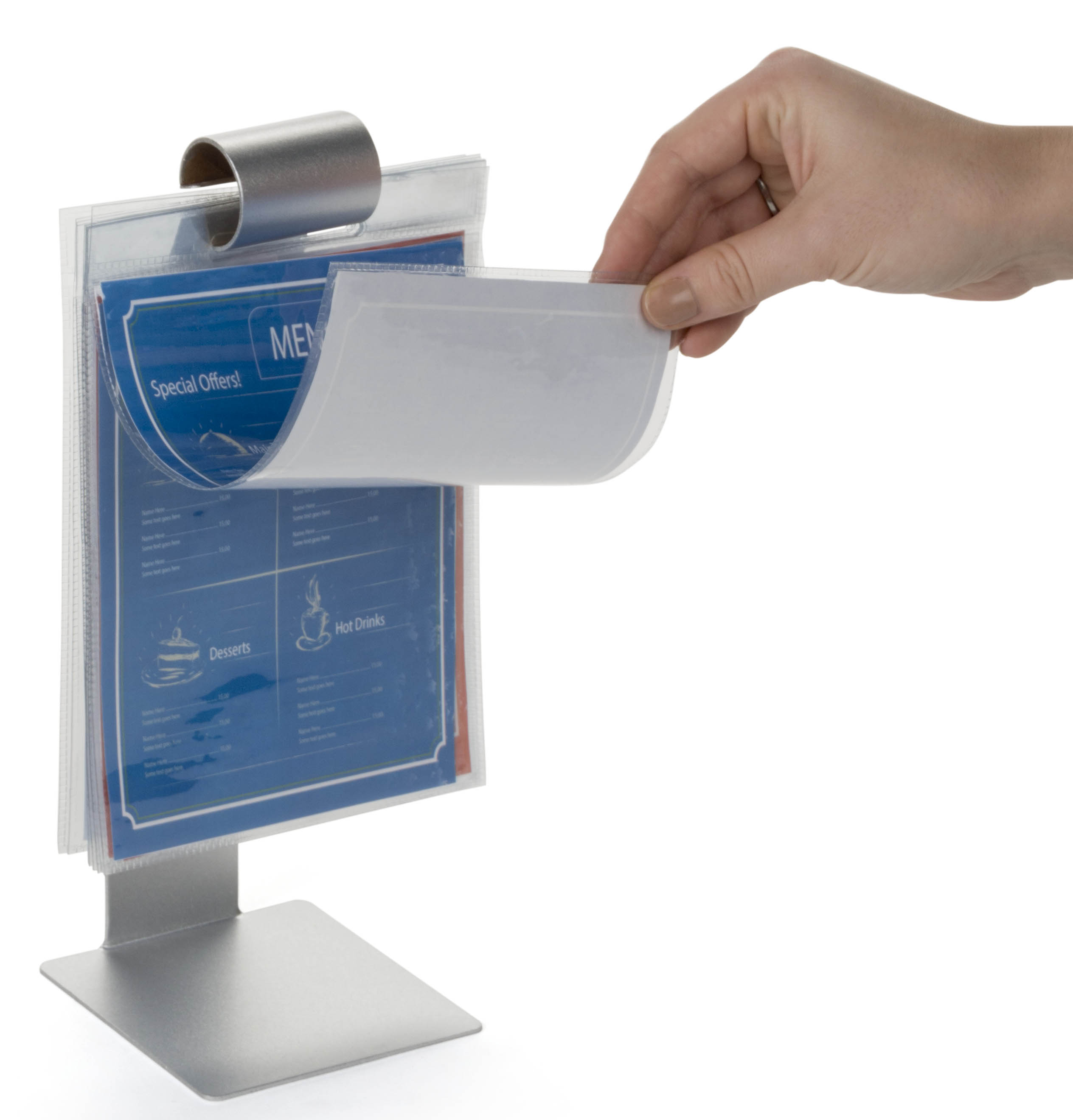Stainless Steel Flip Menu Stand | Top Loading Design | Displays2Go
