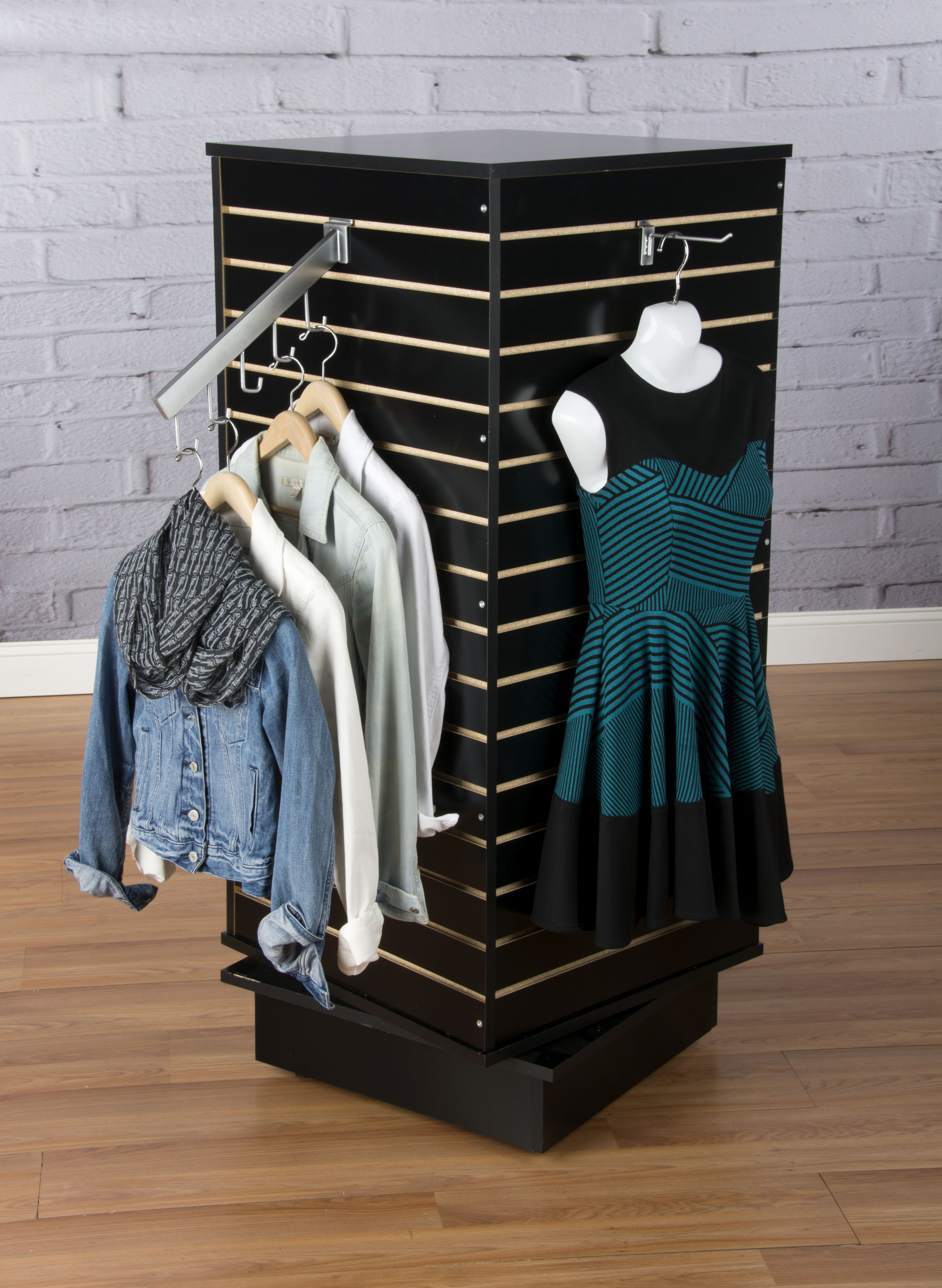 Slatwall Display Stand | 4 Sides with 15 Channels on Each | Displays2Go