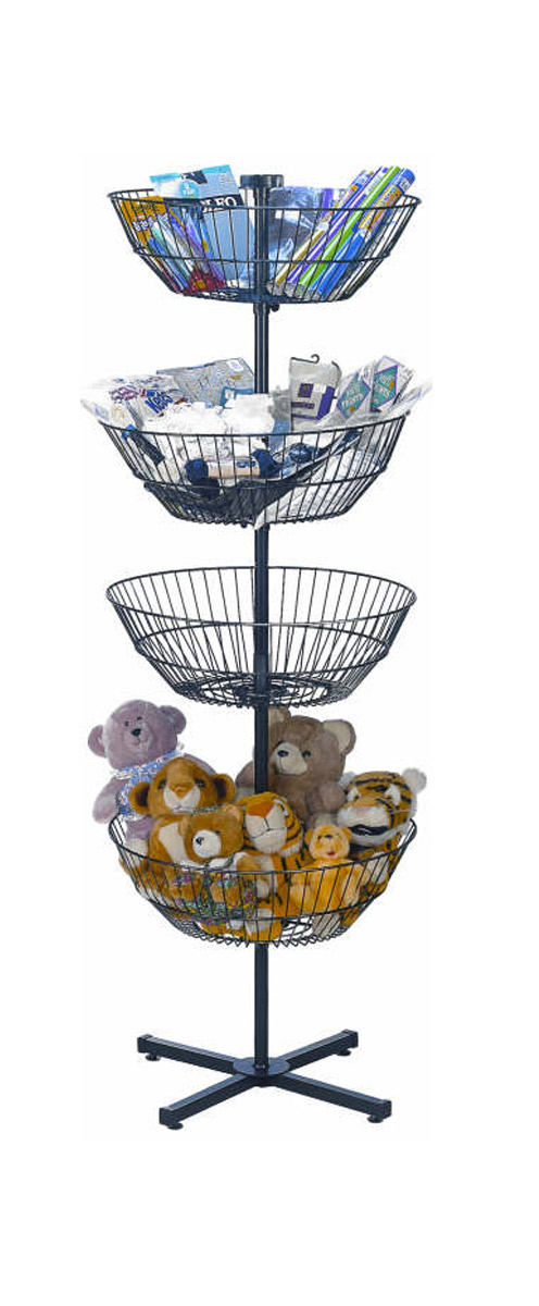 Spinner Display With (4) Baskets | Round Angled Bins | Displays2Go