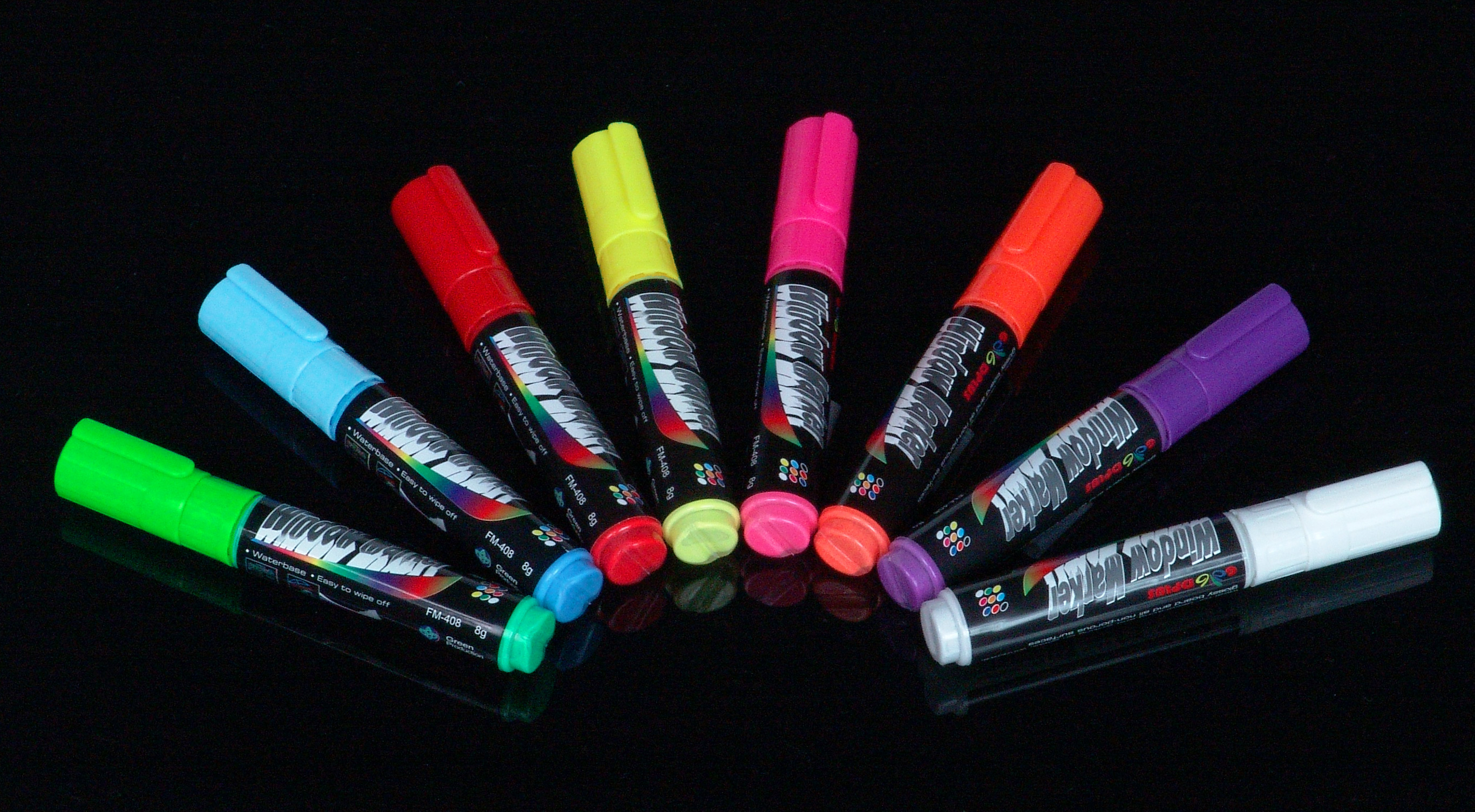 Set of (8) Blackboard Markers - Flat Tip Neon Brite | Displays2Go