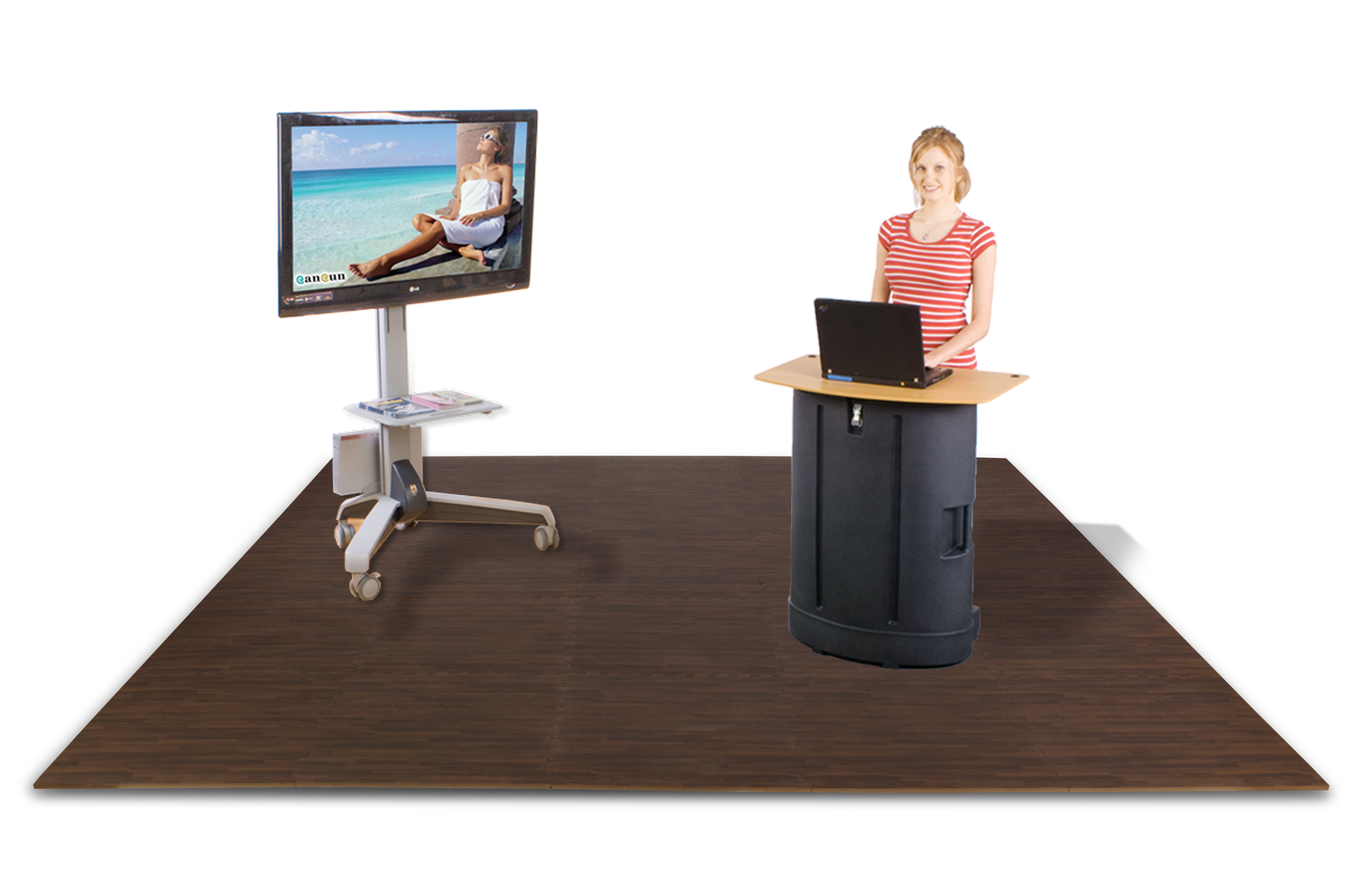 Cherry Wood Grain Floor Mats | Interlocking Puzzle Piece Fit | Displays2Go