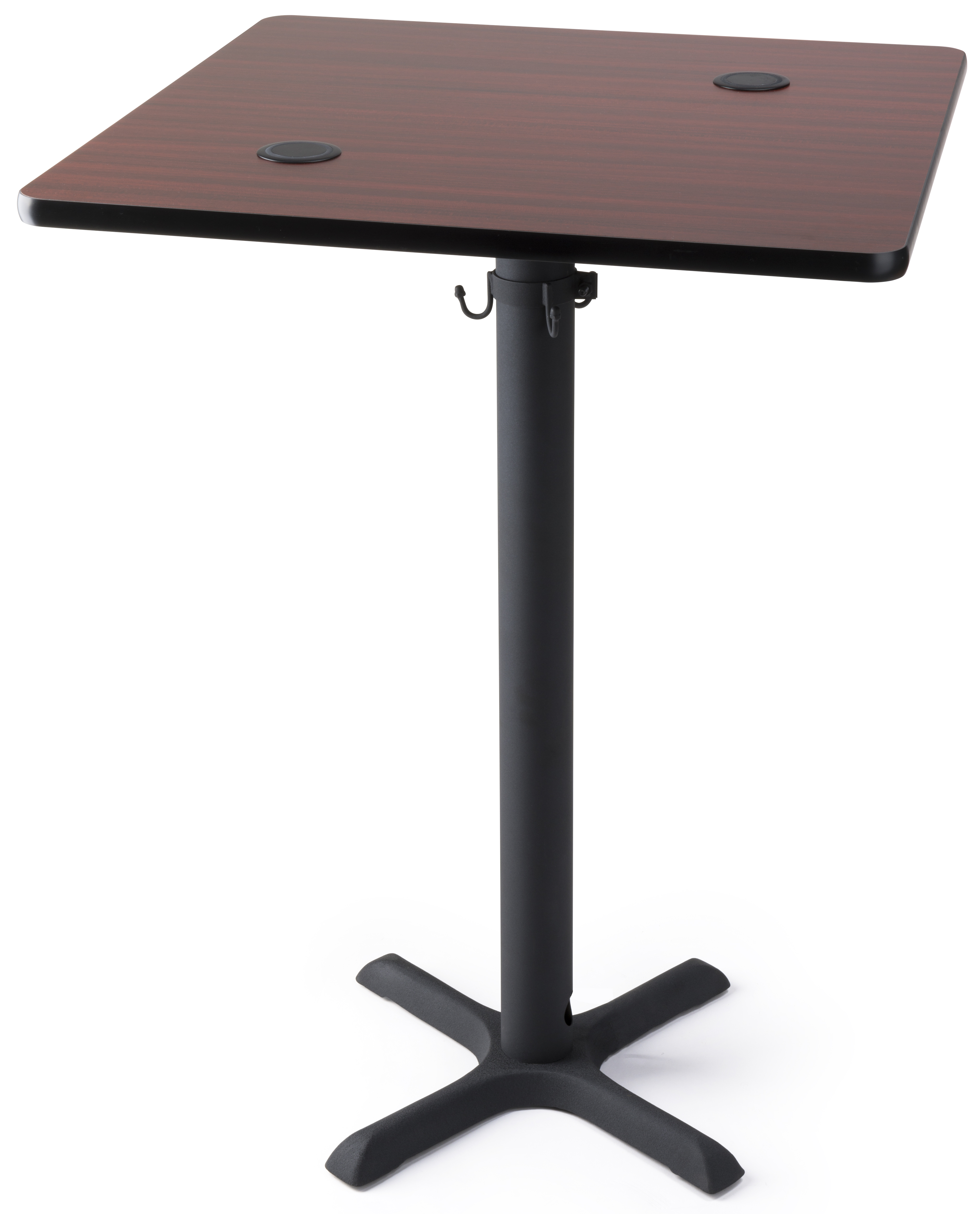 Wireless Square Power Table | 30”w 42"h Mahogany w/2 Chargers | Displays2Go