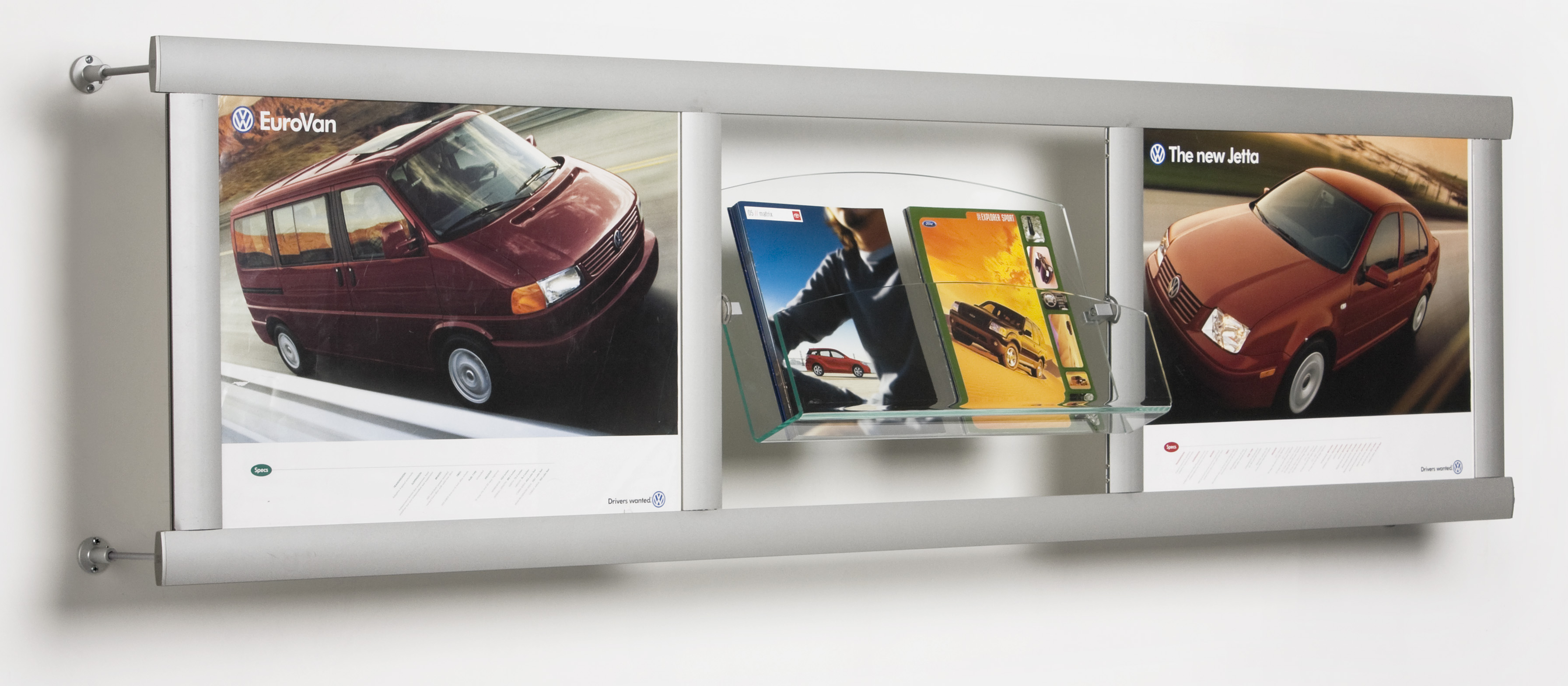Wall Catalog Rack w/ Dual Adjacent Poster Frames | Displays2Go