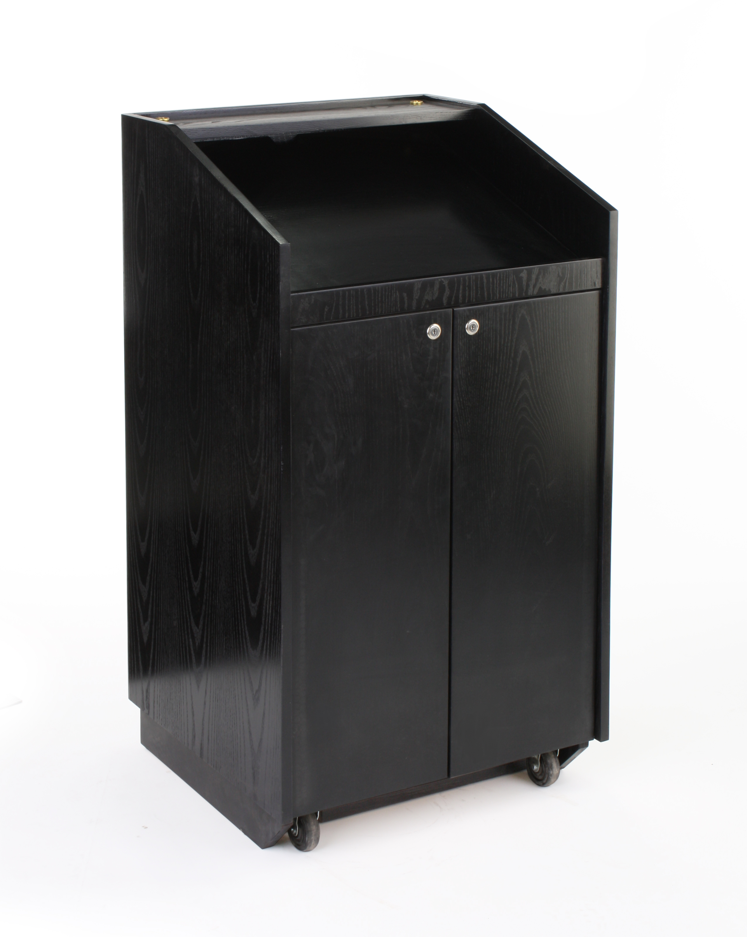 Black Presentation Podium with Wheels & Locking Doors | Displays2Go