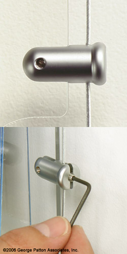 Cable panel clamps support acrylic holders and pockets for cable systems.