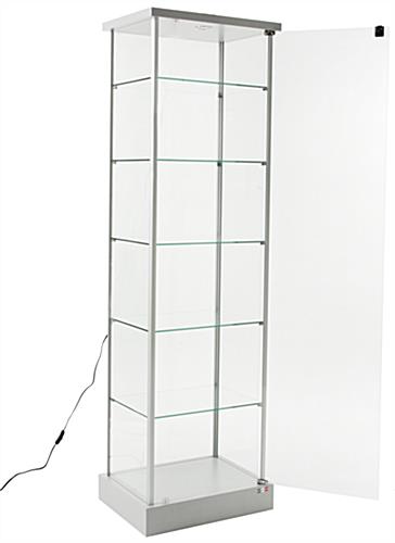 Tempered Glass Display Case | Adjustable Shelves & Locking Doors