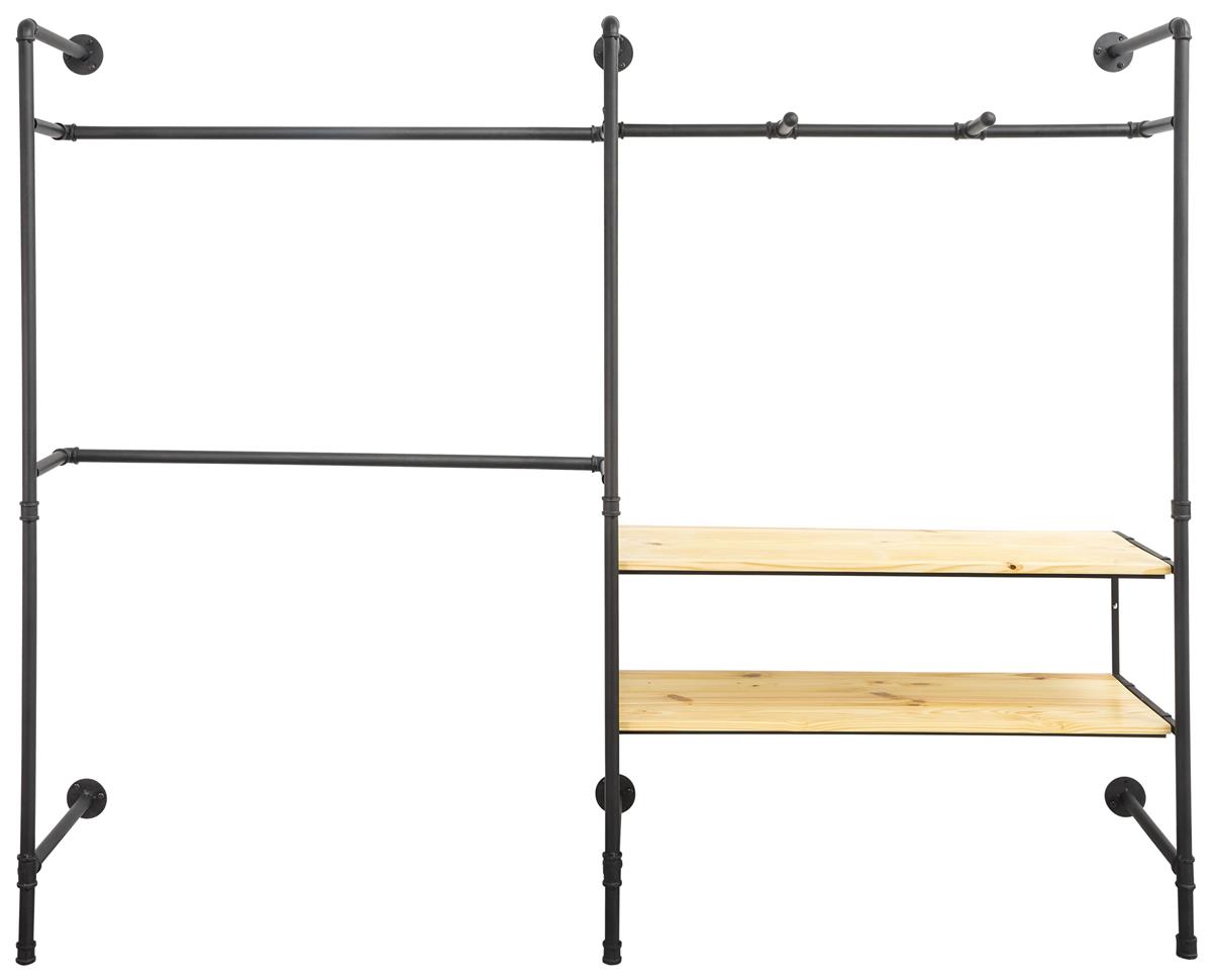 Double Pipe Outrigger Wall Display | 2 Natural Stain Pine Shelves