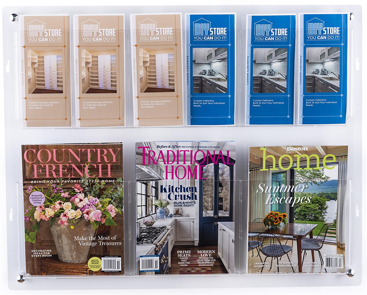 Wall Mounted Acrylic Literature Display | Multi-Pocket Dividers