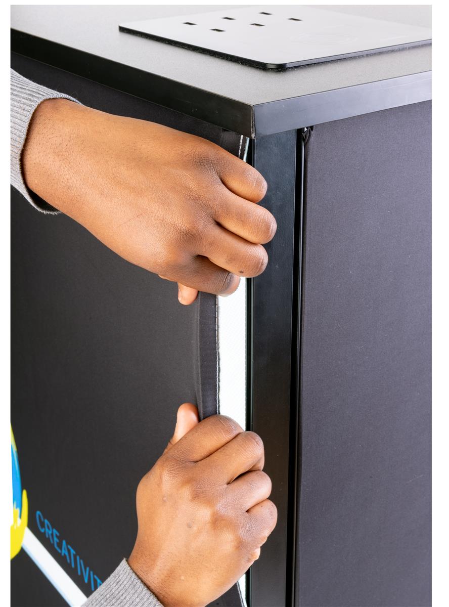 Backlit Tension Fabric Charging Counter | With Custom Graphics